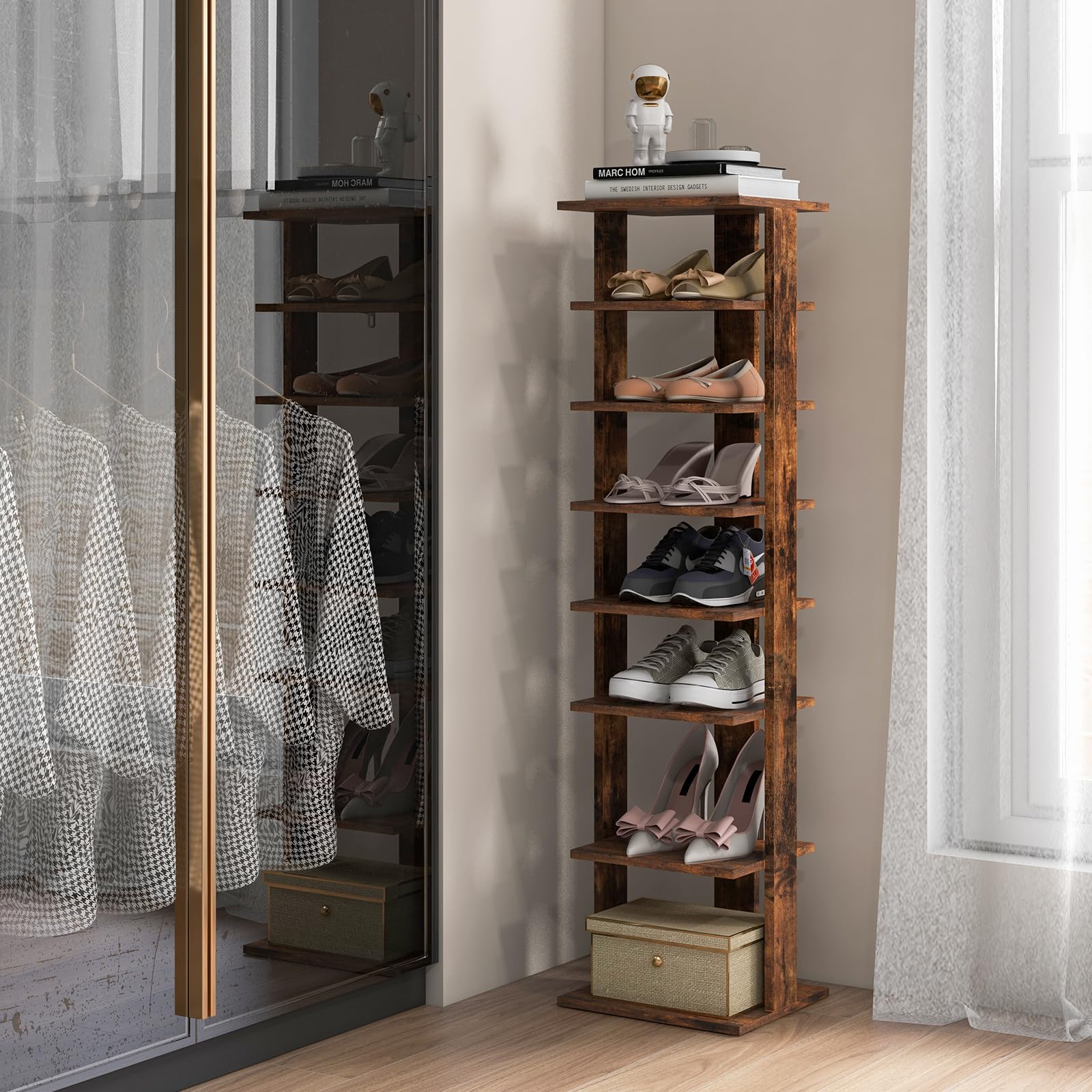 Snapklik.com : 8 Tiers Vertical Shoe Rack, Patented Space Saving Corner ...