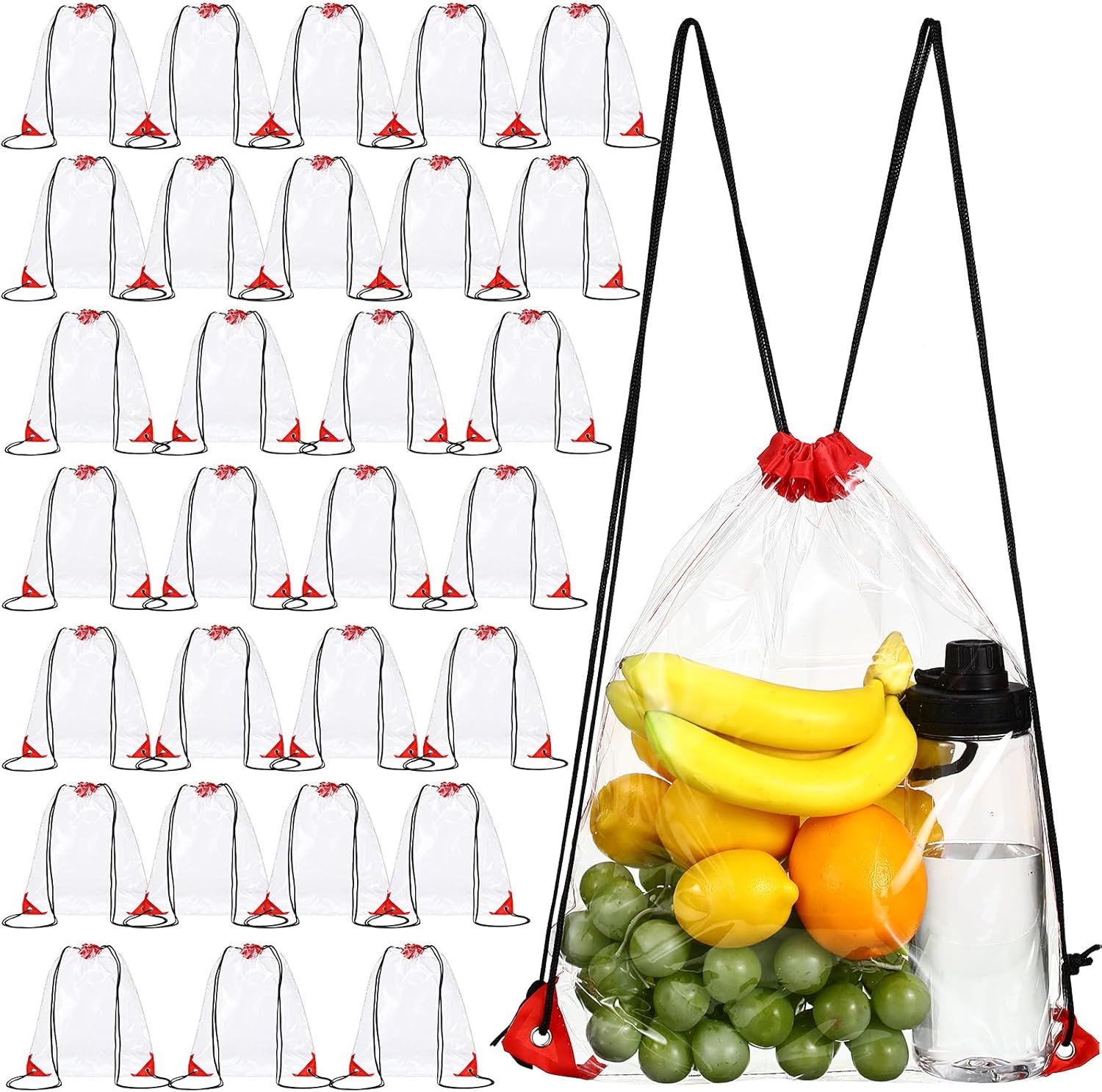 Amazon.com | Shappy 30 Pieces Clear Drawstring Bag Plastic Drawstring ...