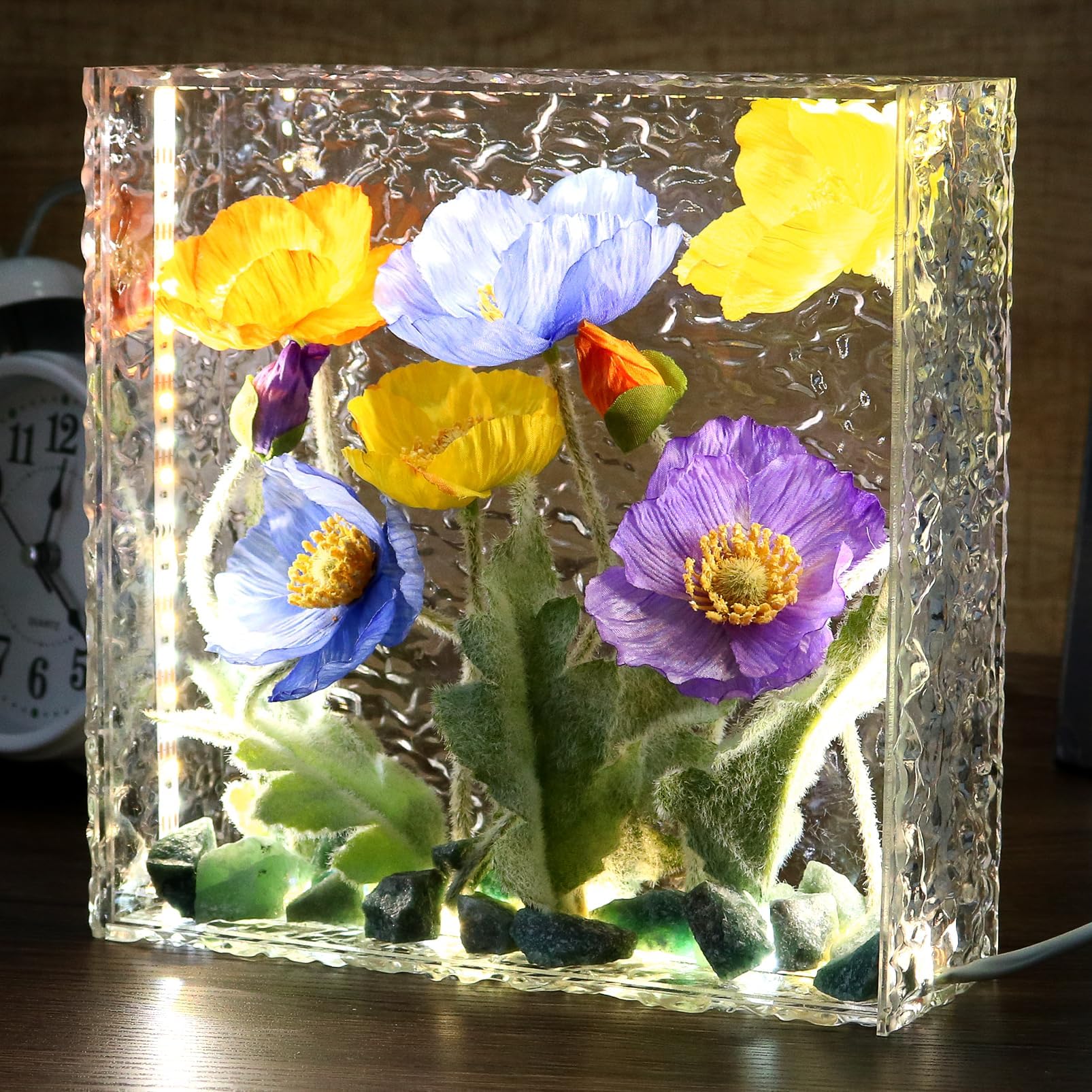 TAEYONK Handmade Dried Flower LED Cute lamp, 3 Way Dimmable Cute ...
