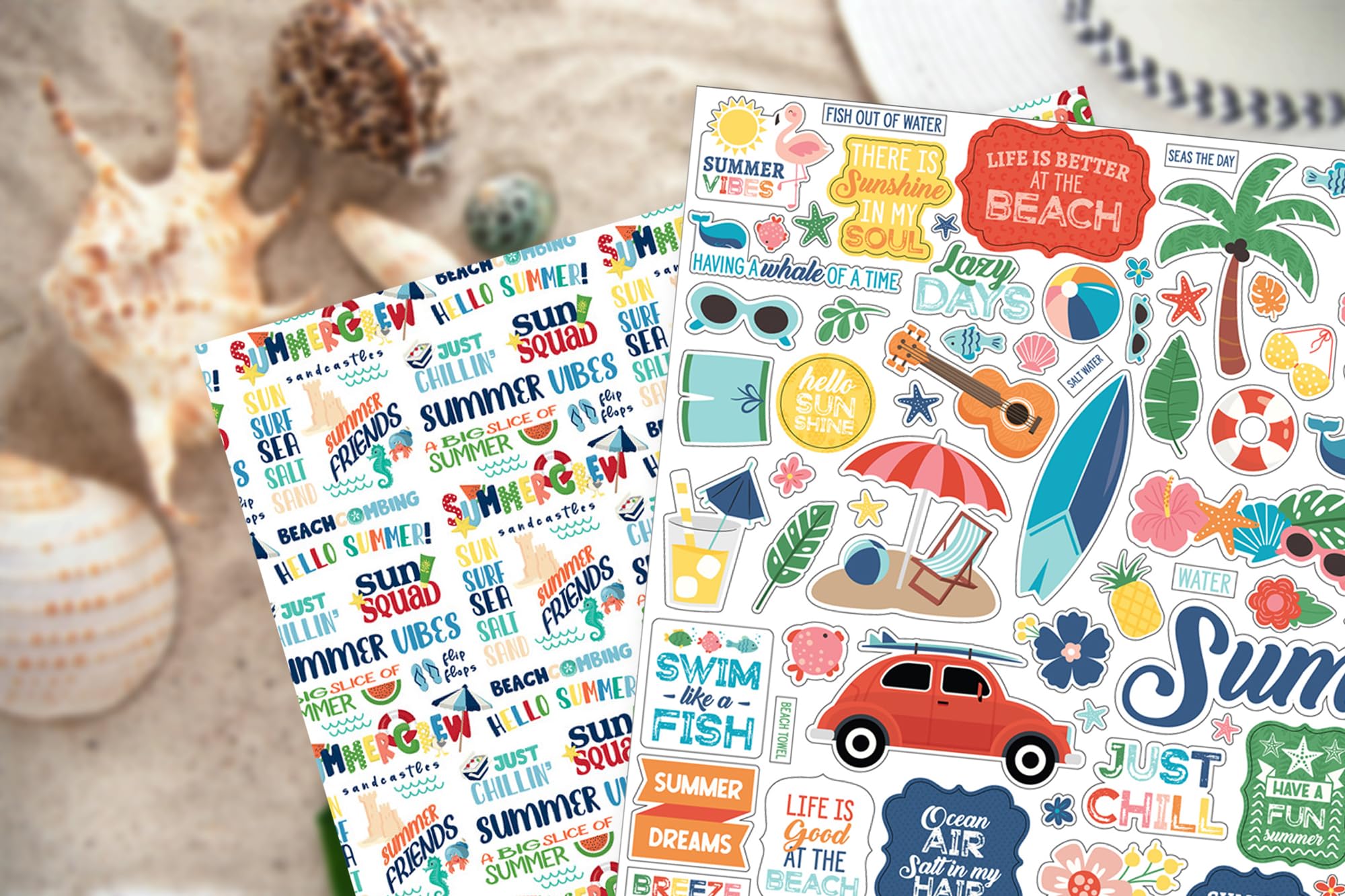 Snapklik.com : Trendzeen Summer Scrapbook Paper & Stickers Kit - Beach ...