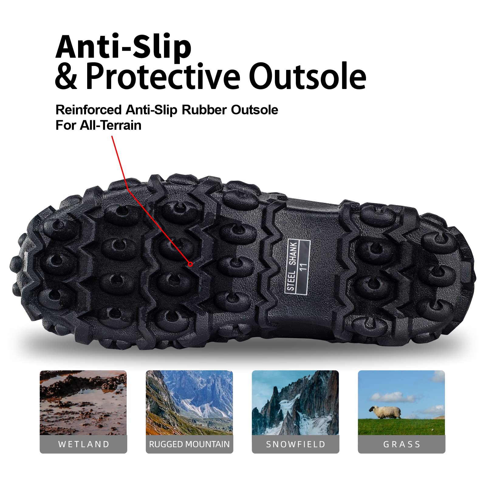 D DRYCODE Work Boots for Men with Steel Shank, Waterproof Rubber Boots ...