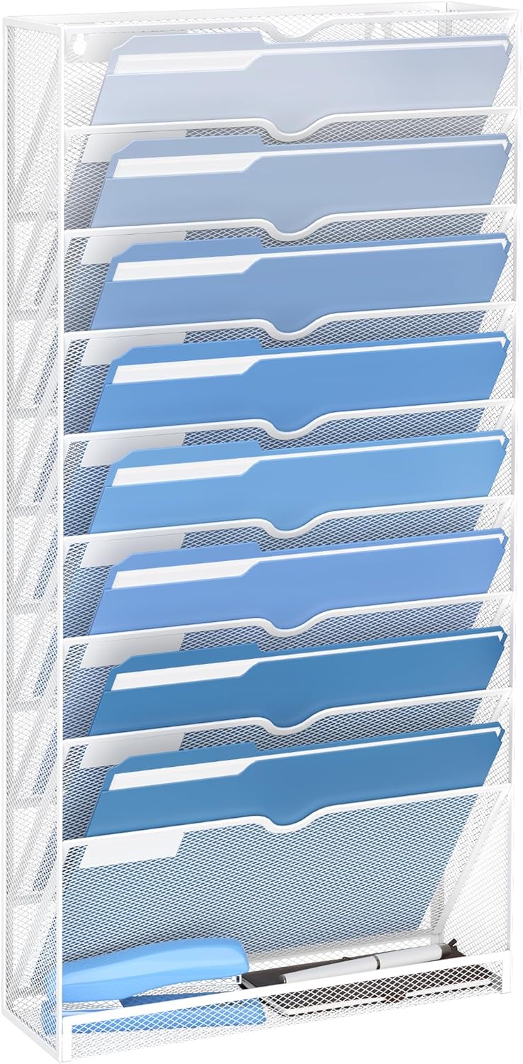 Amazon.com : DALTACK Wall File Holder 10 Tier Hanging Wall File ...