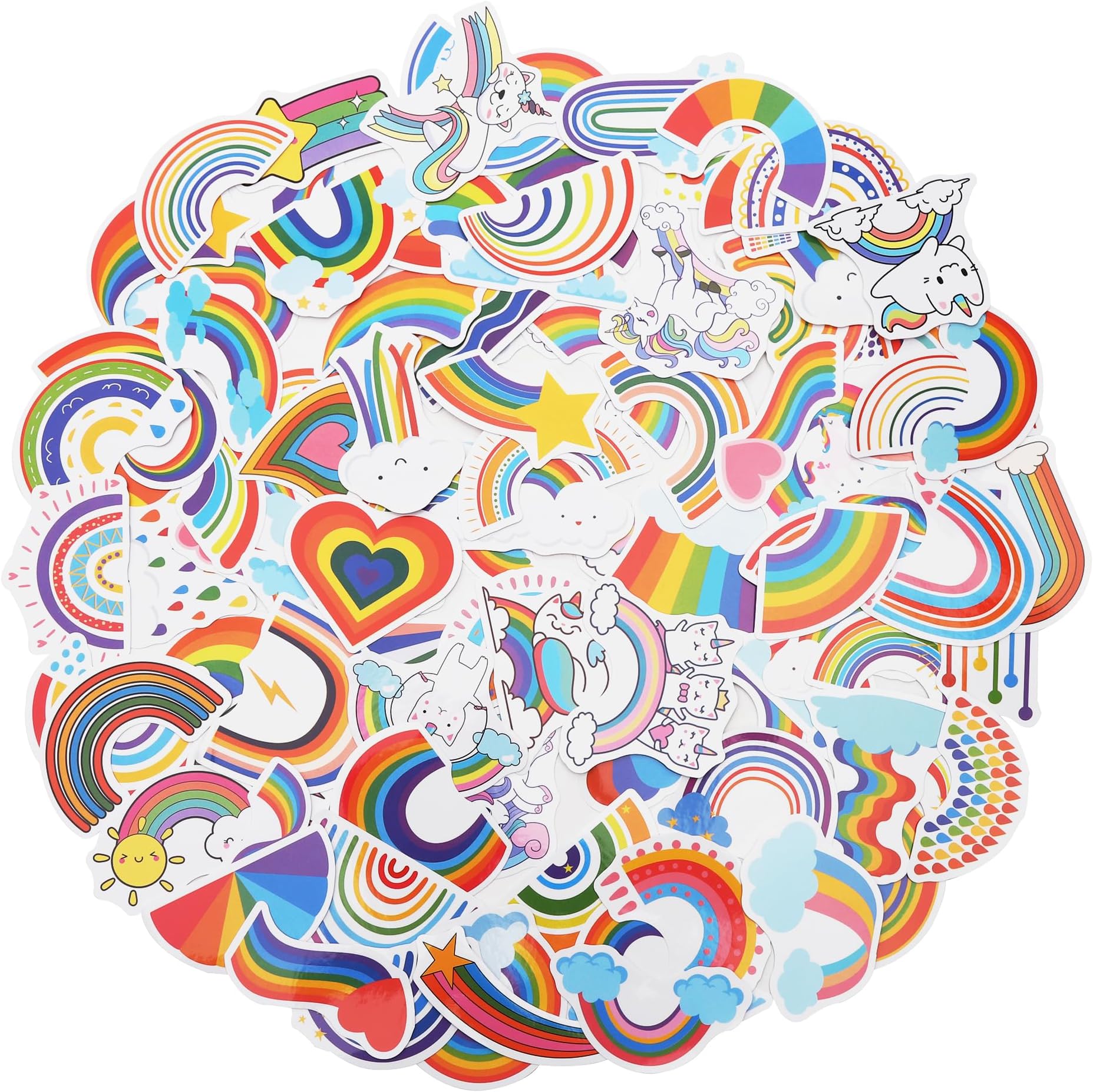 Amazon.com: 100 Pack Rainbow Stickers, Rainbow Party Favors, Birthday ...