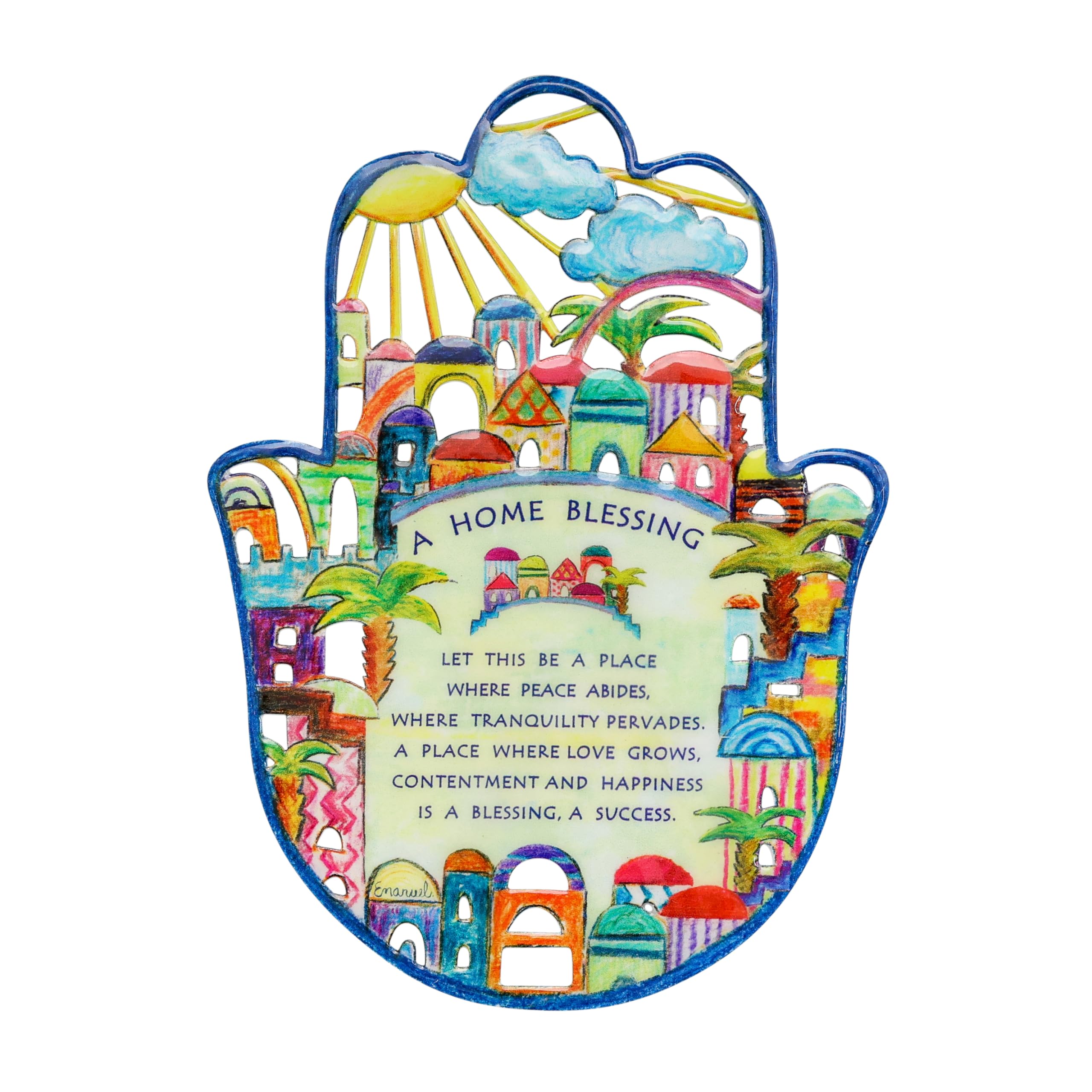 Amazon.com: Yair Emanuel Hand Painted Design Hamsa with Home Blessing ...