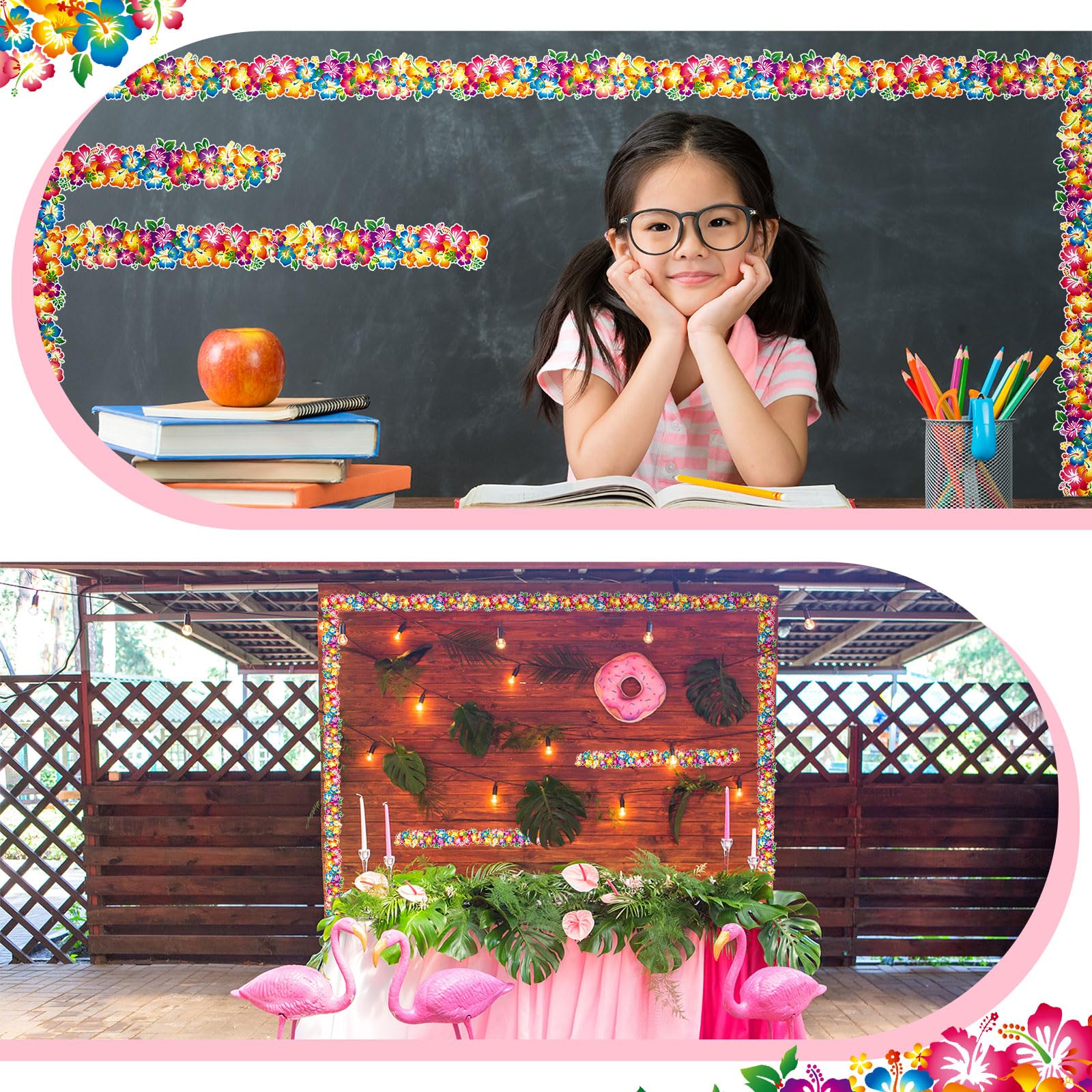 Snapklik.com : 68.9 Feet Hibiscus Border Bulletin Board Border Flower ...