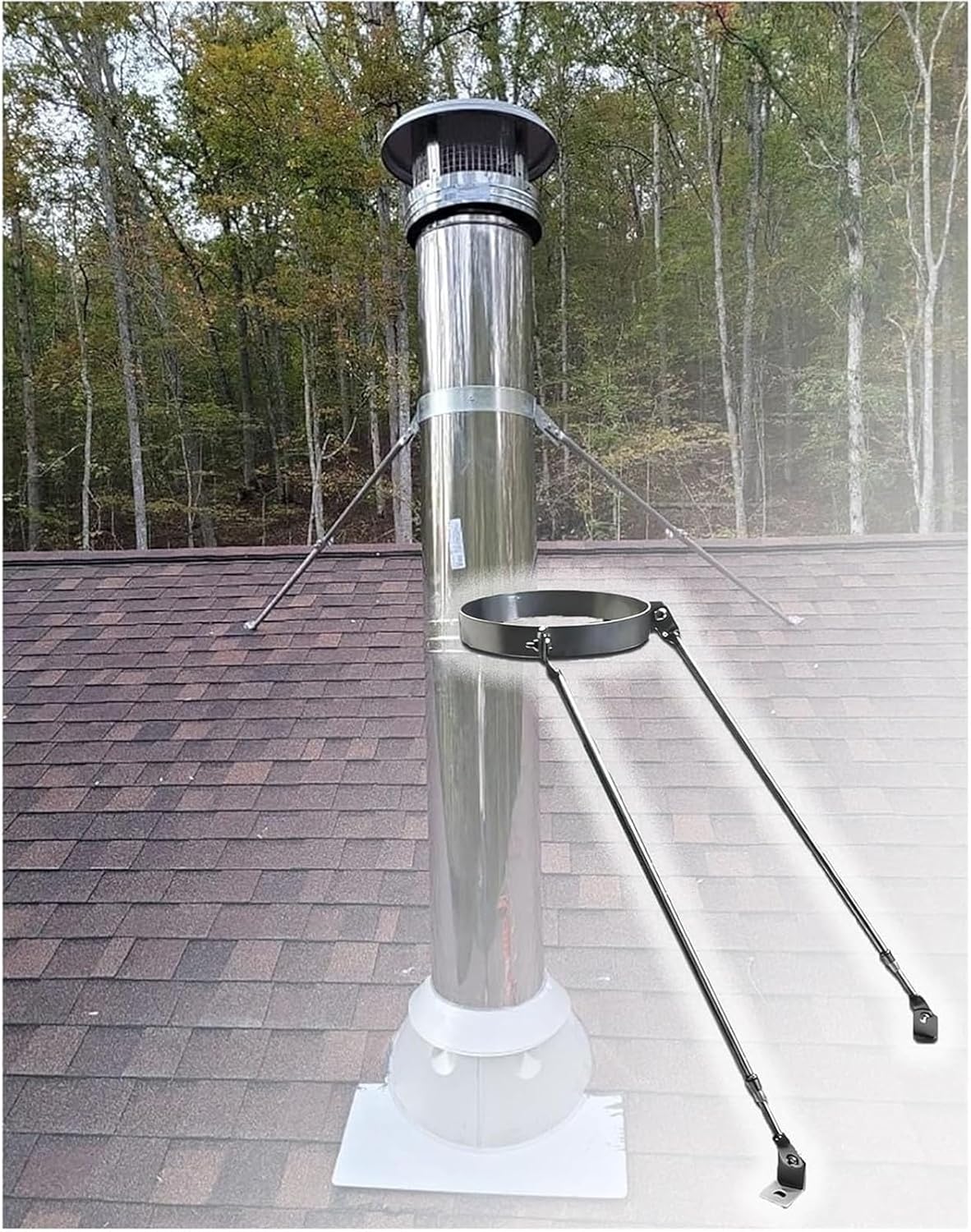 Roof/Wall Mount Stove Pipe Support Bracket, Solid Steel Construction ...