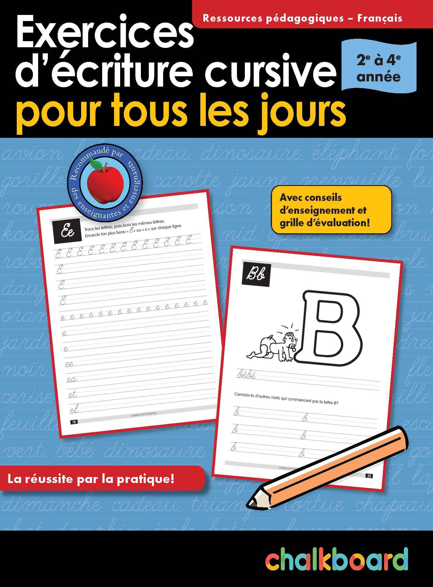 Buy Exercices d'criture Cursive Pour Tous Les Jours 2e 4e Anne (Daily Cursive Writing) Book ...