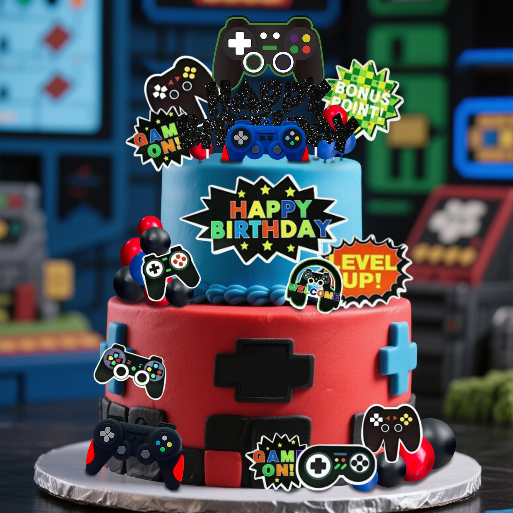Snapklik.com : 36 PCS Video Game Cake Toppers Game Console Controller ...