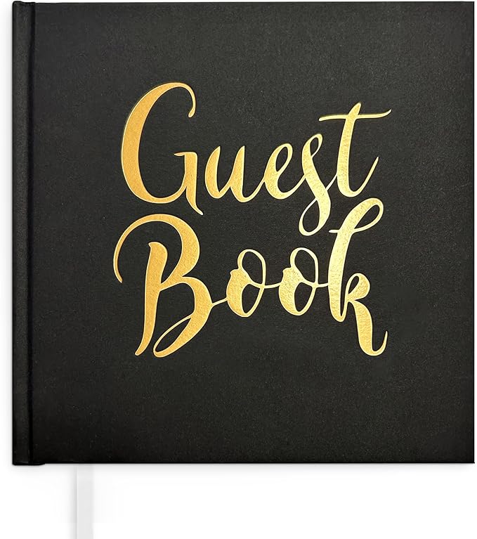 Plantvibes ® Black Elegant Guest Book, 72 Pages, Hardcover, Premium ...