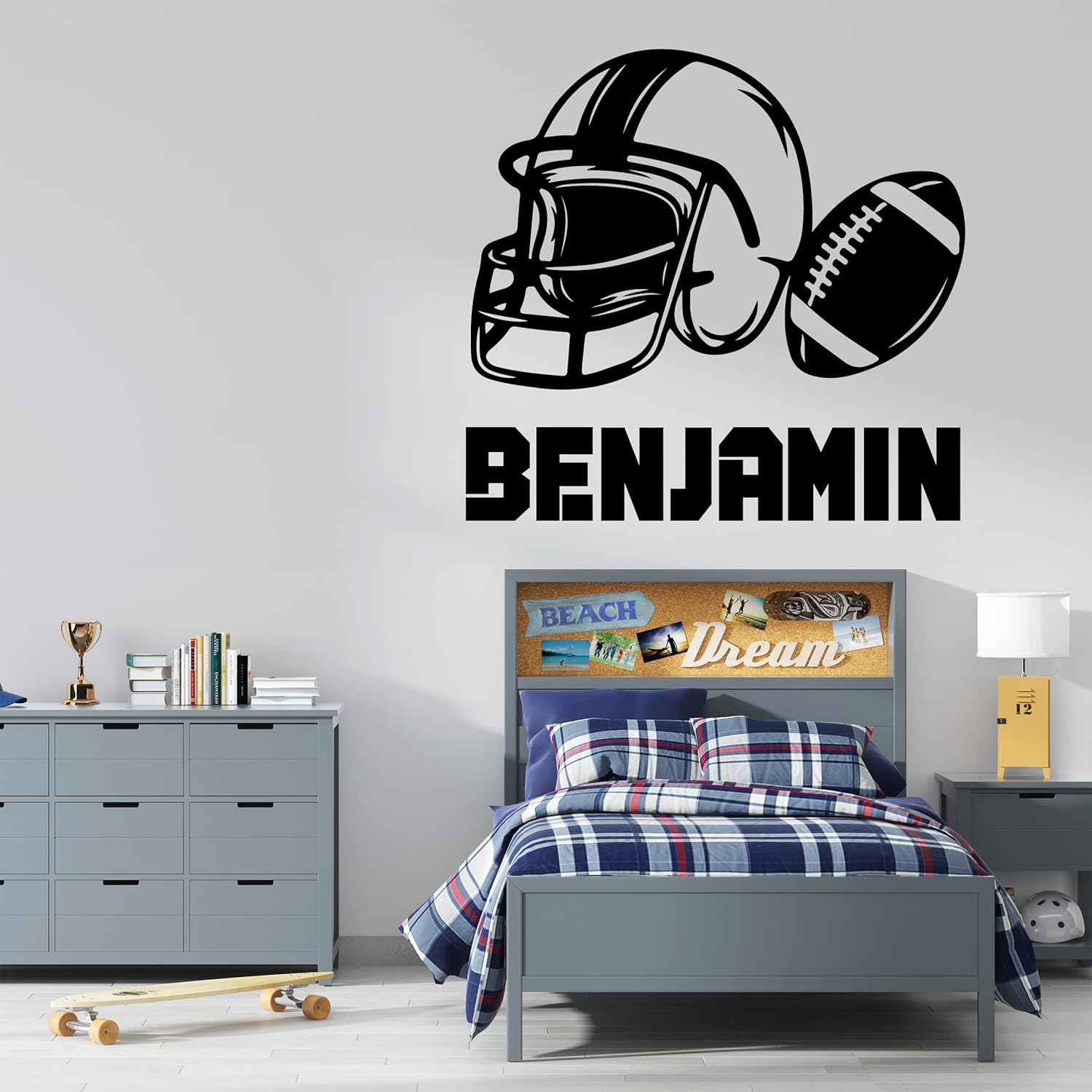Amazon.com: Vinyl Decal with Football Helmet and Ball - Custom Sticker ...