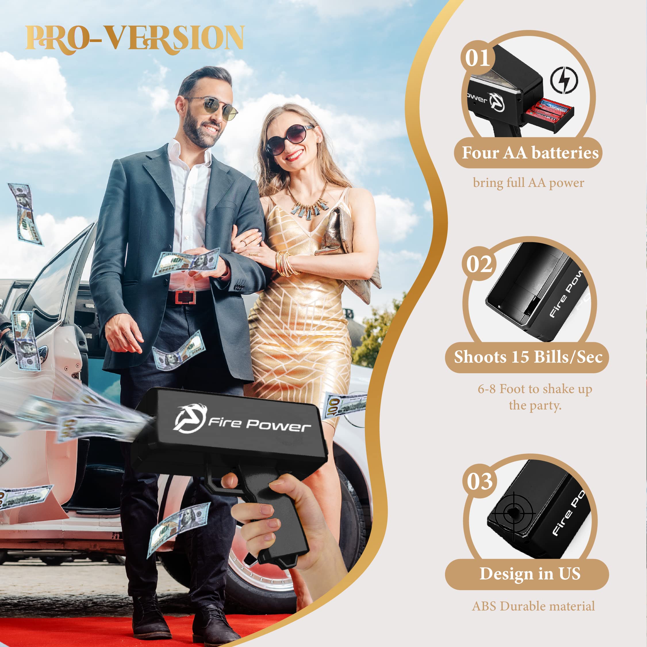 UNKENBO Money Gun Shooter – Prop Guns for Movies That Look Real , with ...