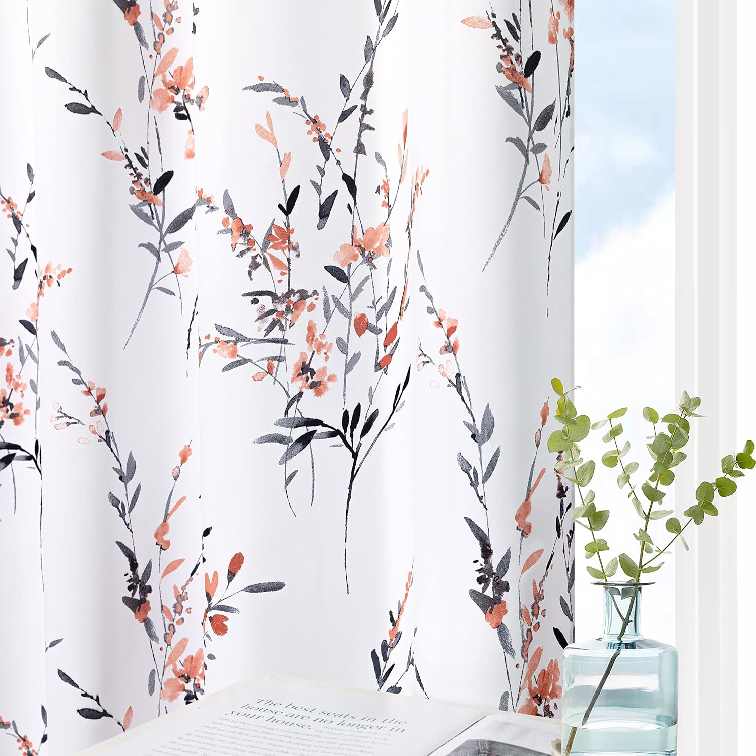 Amazon.com: MYSKY HOME Floral Curtains 84 Inch Length for Living Room ...