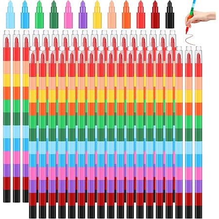 Amazon.com: 60 Pcs Stacking Crayons 10 Interchangeable Colors Stackable ...