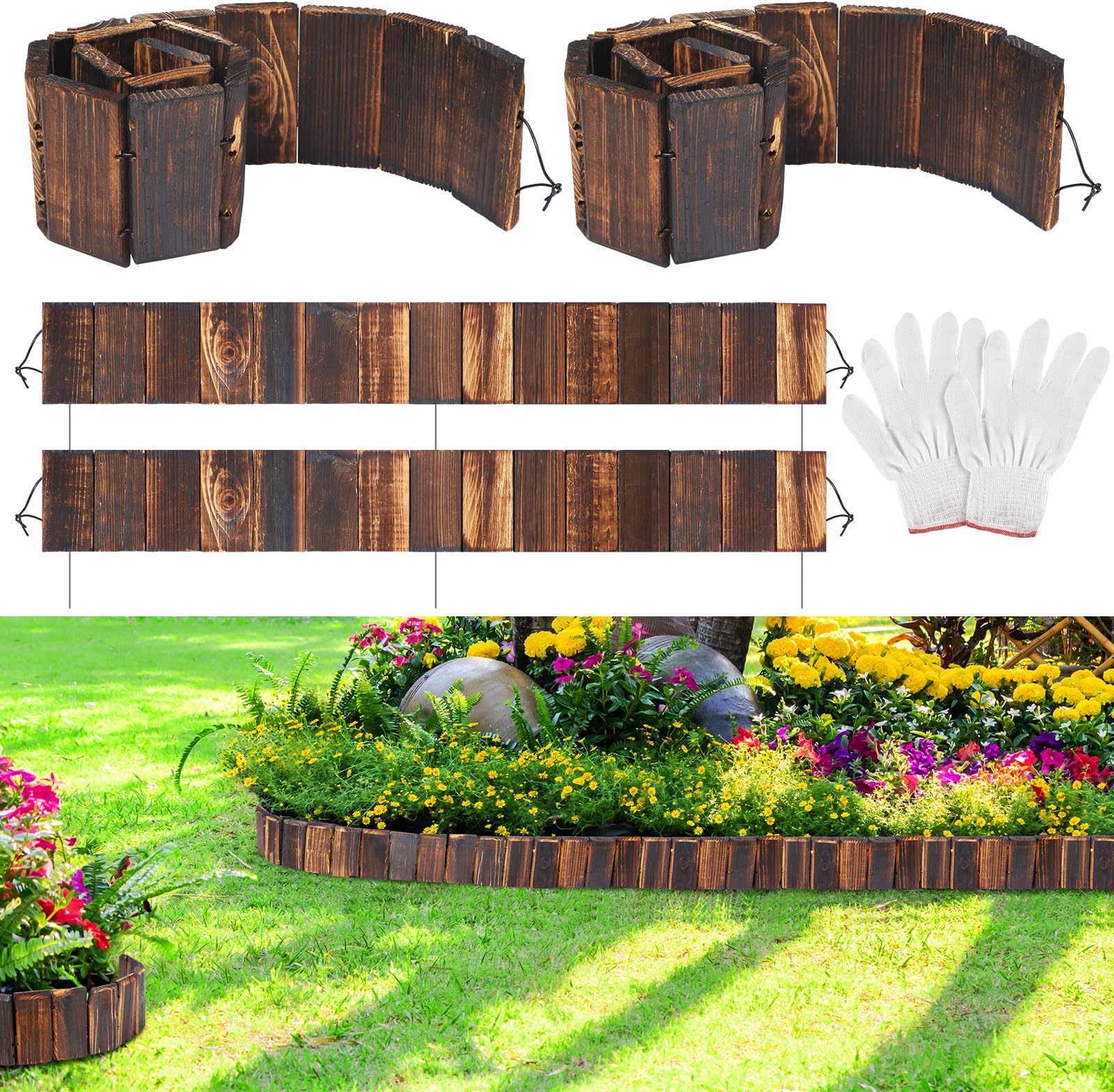 Amazon.com : Worth Garden Log Rolls Edging - Wooden Short Fence Border ...