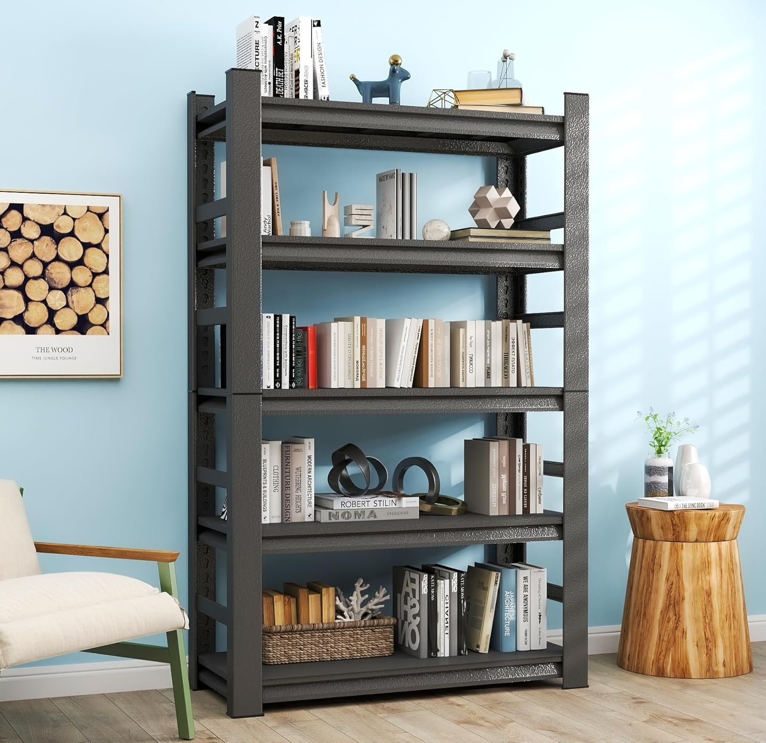Amazon.com: Book Shelf, 63 Tall Industrial Bookshelf, 5 Tiers ...