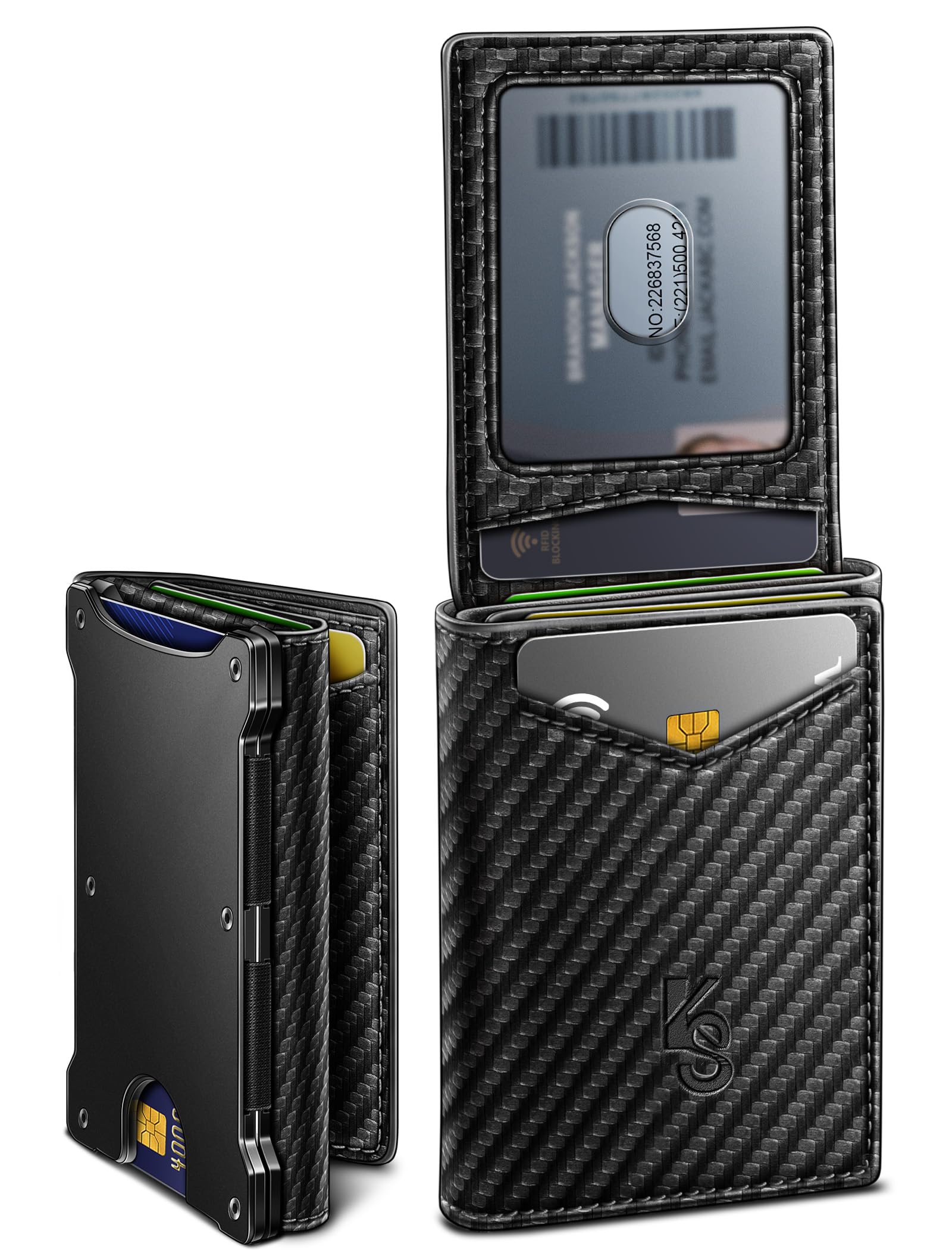 Amazon.com: KEMISANT Men Wallet Slim Leather Wallet Money Clip 15 Cards ...