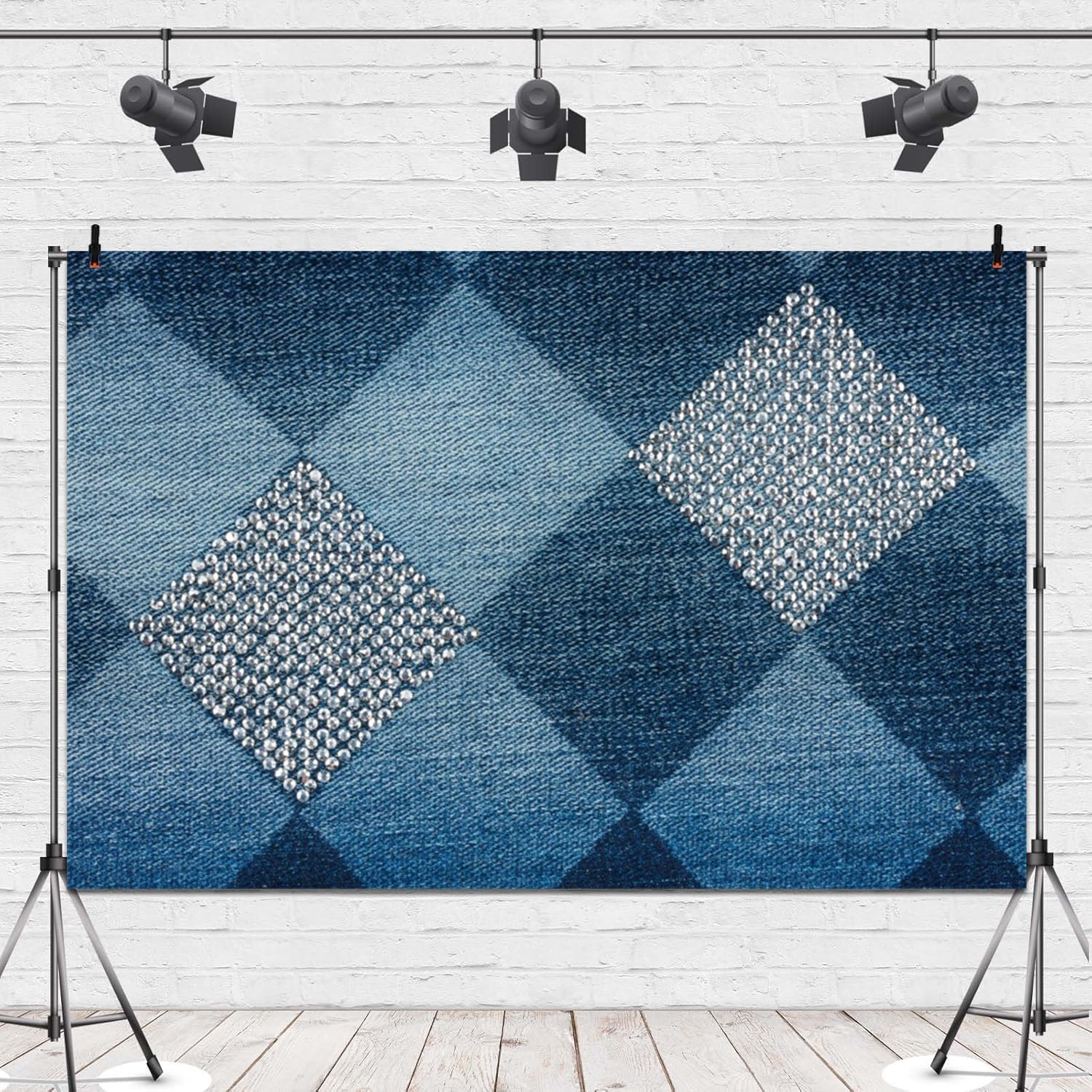 Amazon.com : Leowefowa 10x8ft Vinyl Jeans and Denim Backdrop Slant ...