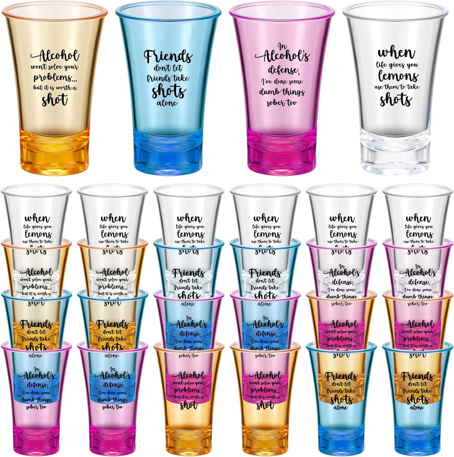 Amazon.com | JTWKING Light Up Shot Glasses Set of 24 Shots Cups 2 oz ...