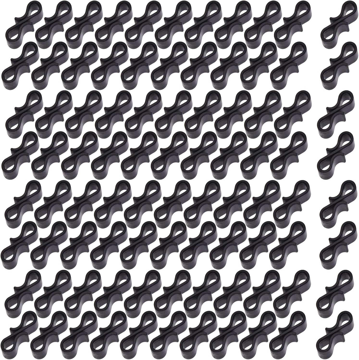 100PCS Plastic Light String Hooks Black S Hooks Lights Hanging Clips ...