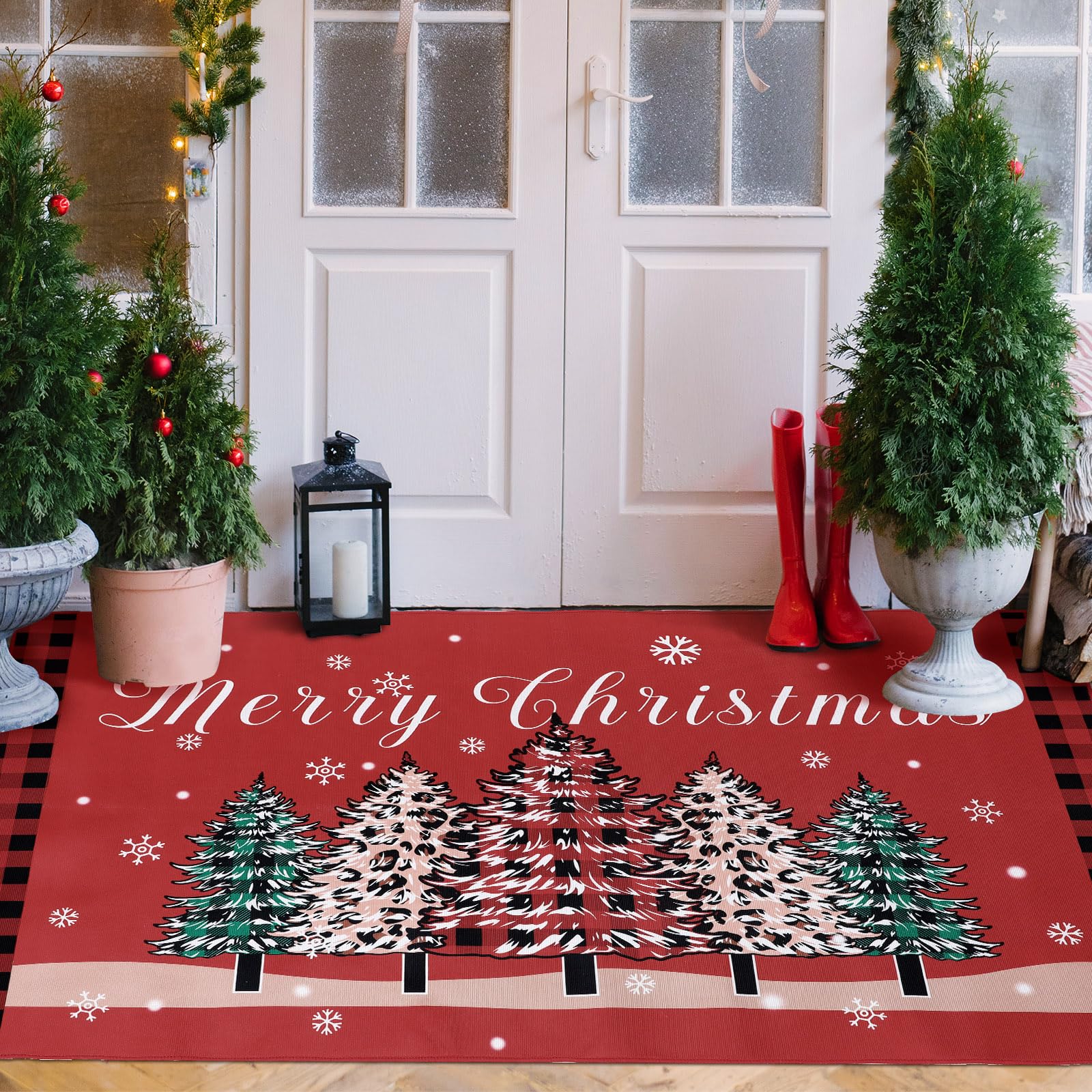 Amazon.com: Tinideya Merry Christmas Front Door Mat 5 x 3 ft Large Non ...