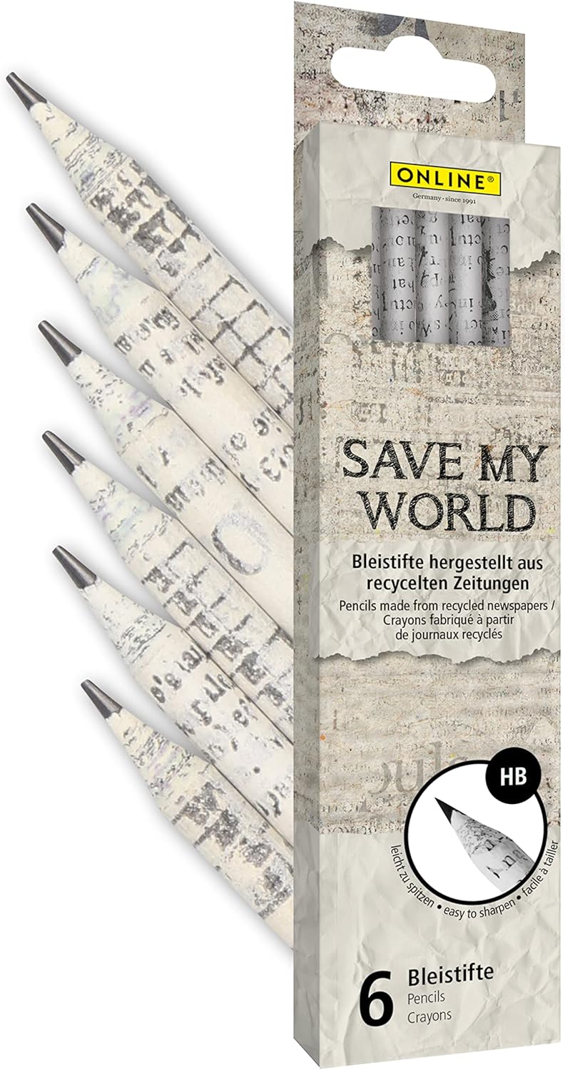 ONLINE Recycled Newspaper Pencils I Value Pack 6 x Environmentally ...