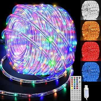 Amazon.com: GLPE RGBW LED Rope Lights Outdoor with USB Powered, 33Ft ...
