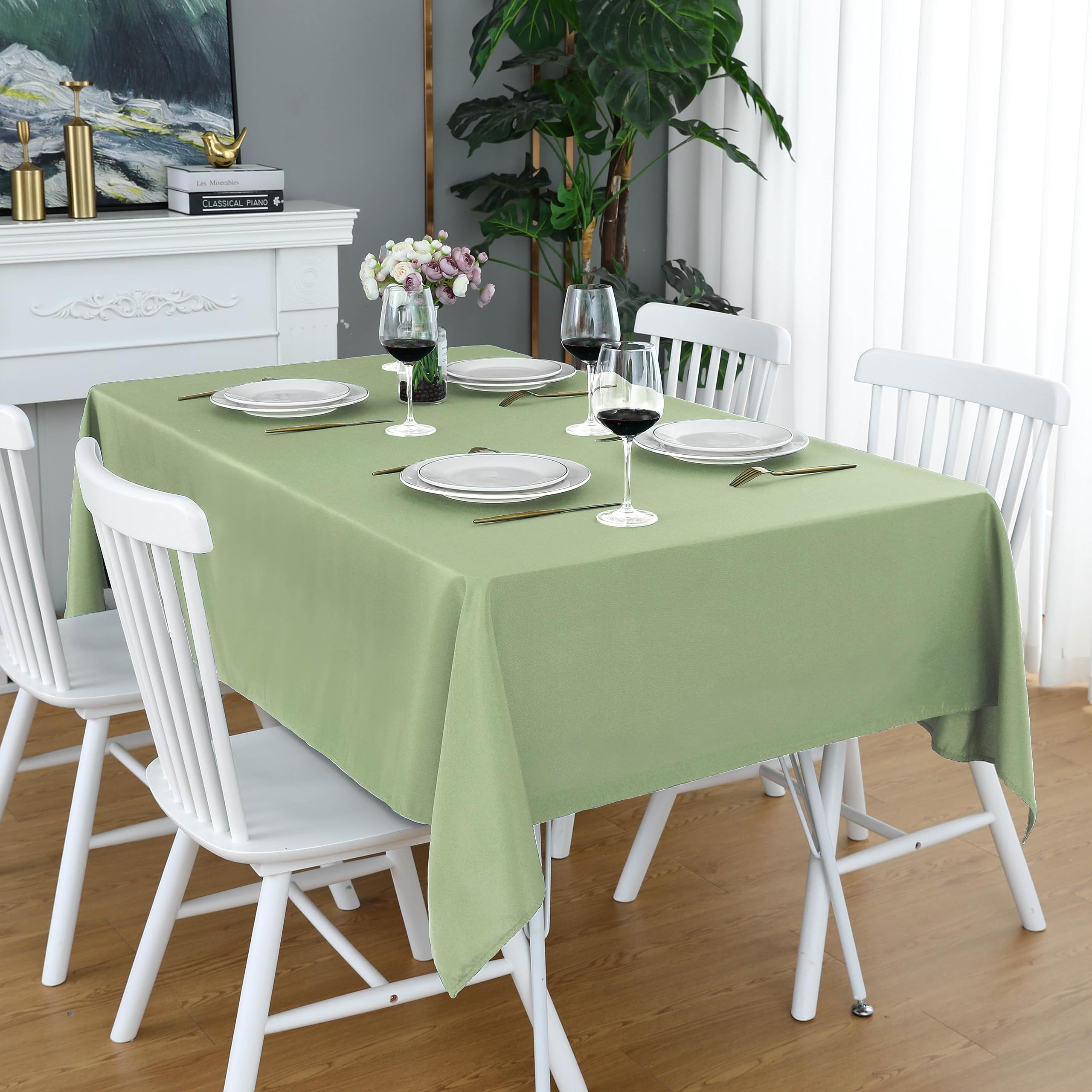 Amazon.com: FOLINS&HOME Sage Green Square Tablecloth - 60 x 60 Inch ...