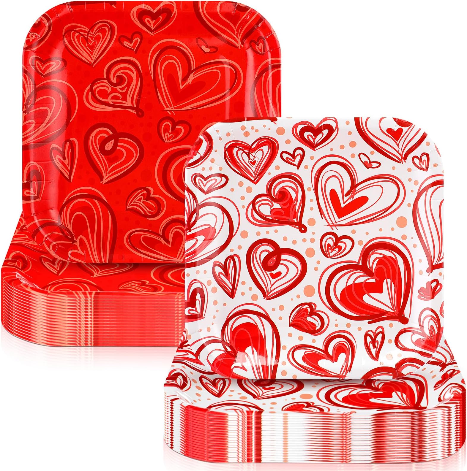 Amazon.com: KTCNMER 100 PCS Valentines Day Paper Plates 11x10 inch ...