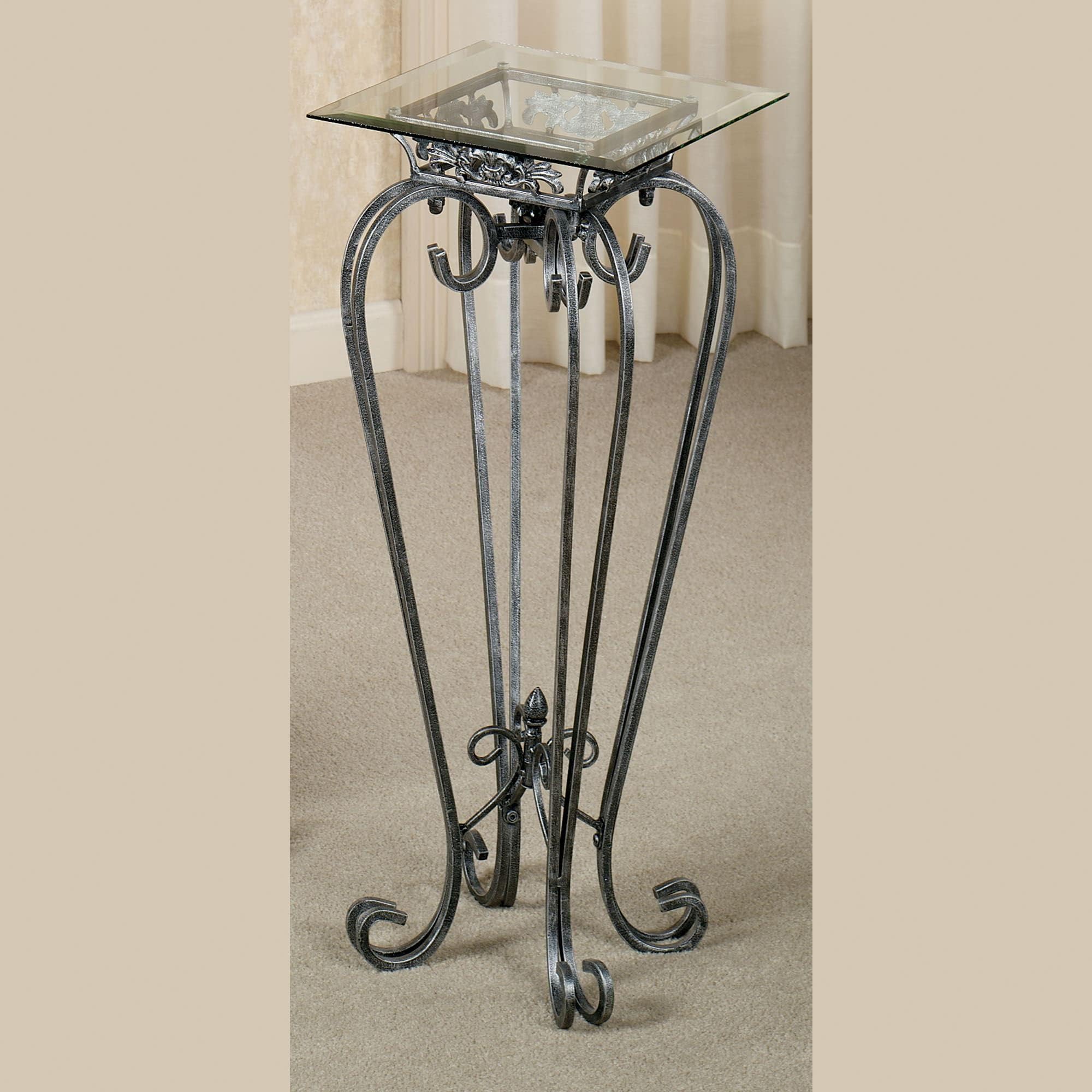 Amazon.com: Touch of Class Chalcedony Metal Scroll Pedestal Table ...