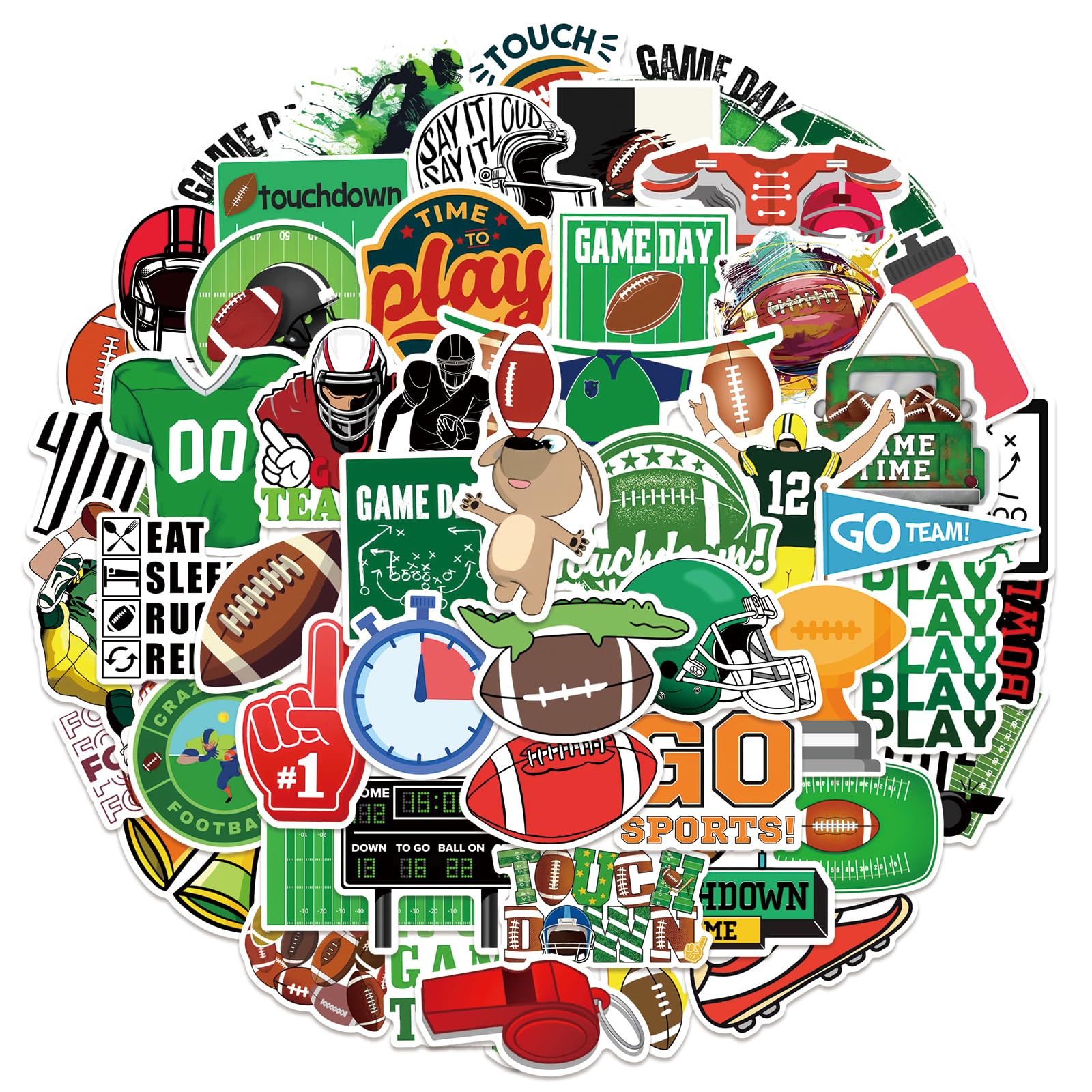 Amazon.com: XZENTIRA 53 PCS Football Stickers Bulk Sports Themed ...