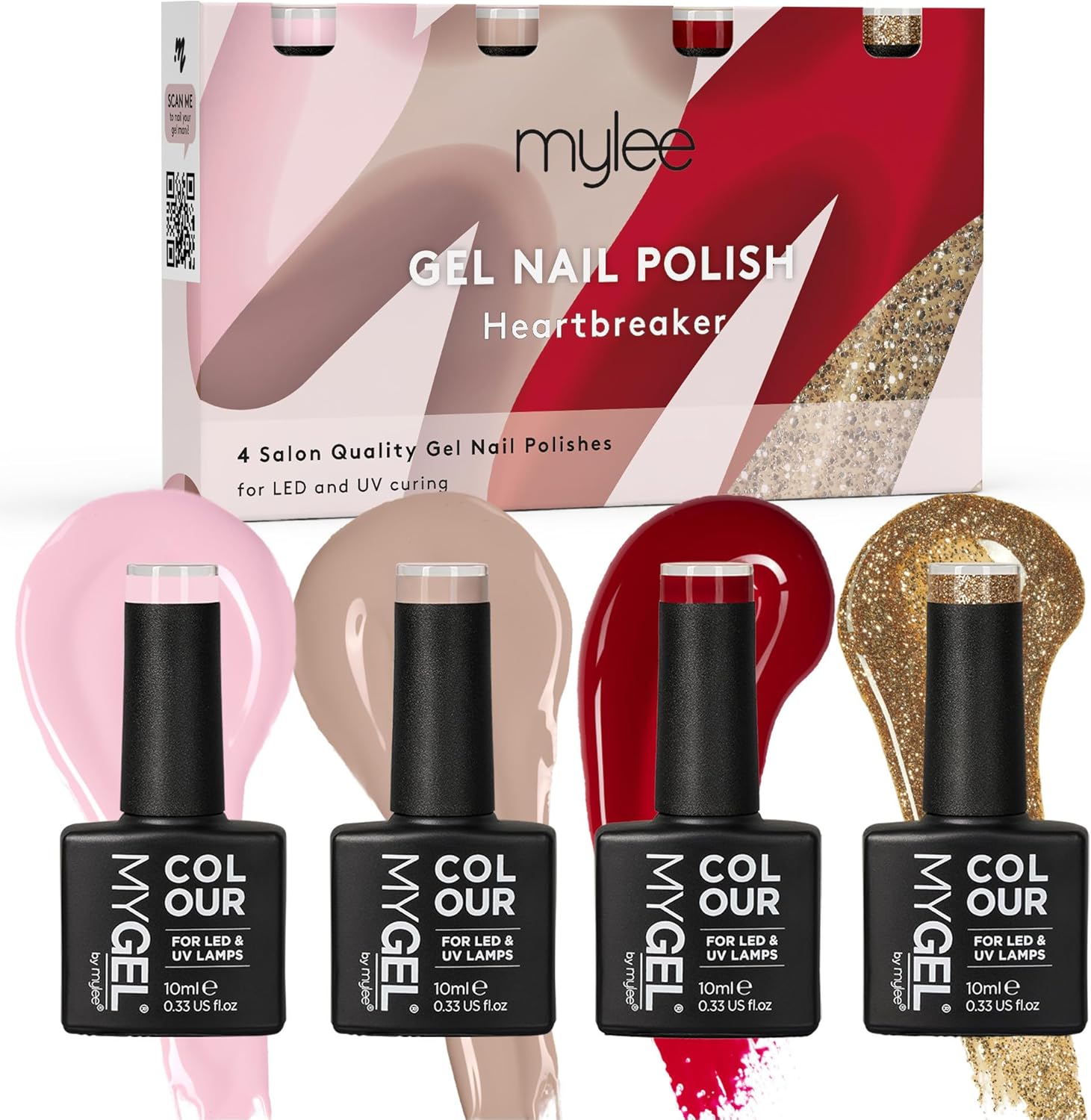 Mylee Gel Nail Polish Quad Colour Set 4x10ml [Heartbreaker] UV/LED Soak ...