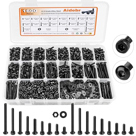 Amazon.com: 1600 PCS M3 Screw Kit, Hex Button Socket & Cap Head M3 ...