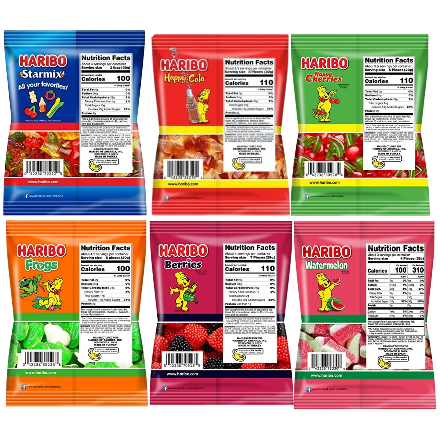 Snack Hut Paquete variado de gomitas Haribo de 13 piezas, ositos de ...