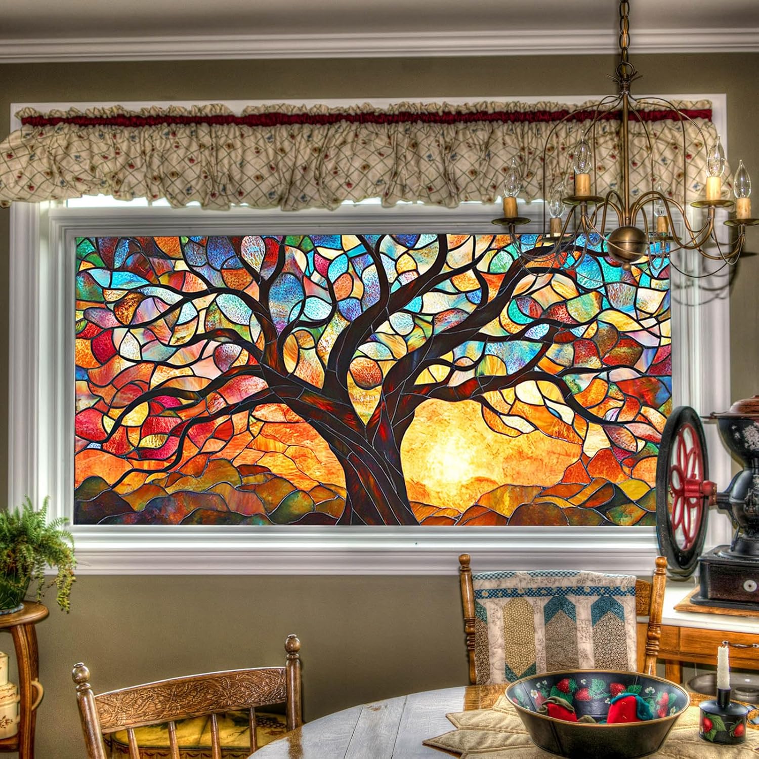 Amazon.com: HOMETITUTE Tree of Life Window Film 39.3x17.7 Inch Stained ...