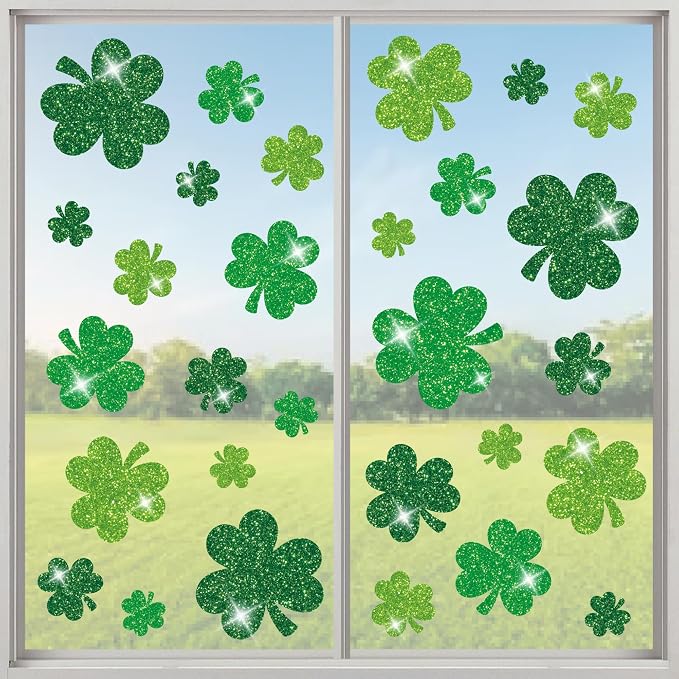Amazon.com: 8 Sheets Large St. Patrick’s Day Window Clings Glitter ...
