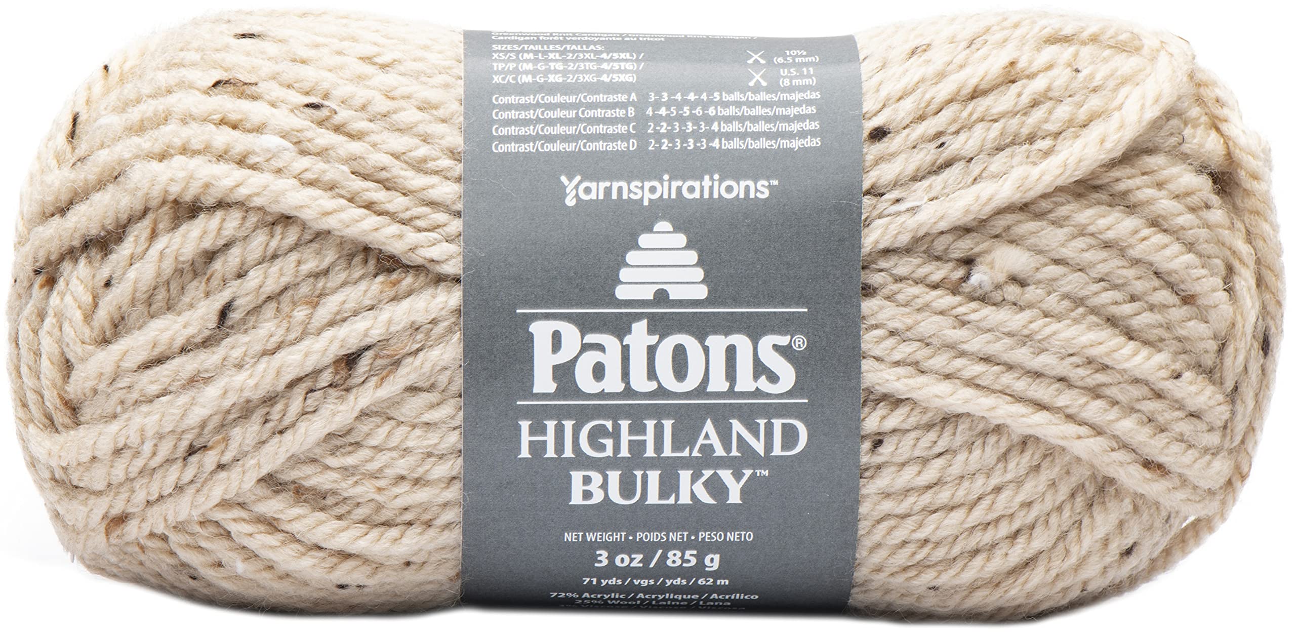 Amazon.com: Patons Highland Bulky TWEEDS Yarn, Wheat