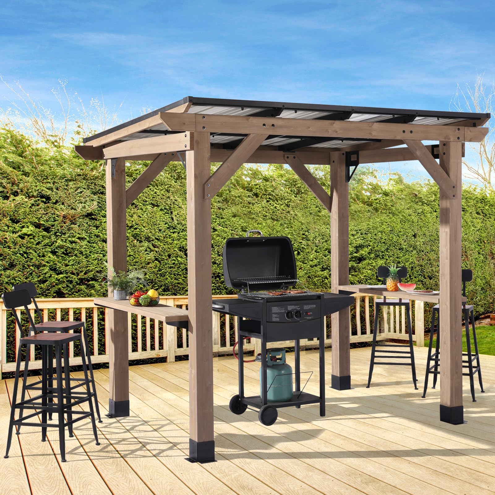 Amazon.com: Backyard Discovery Palisade 9' x 6' Cedar Wood Outdoor Bar ...