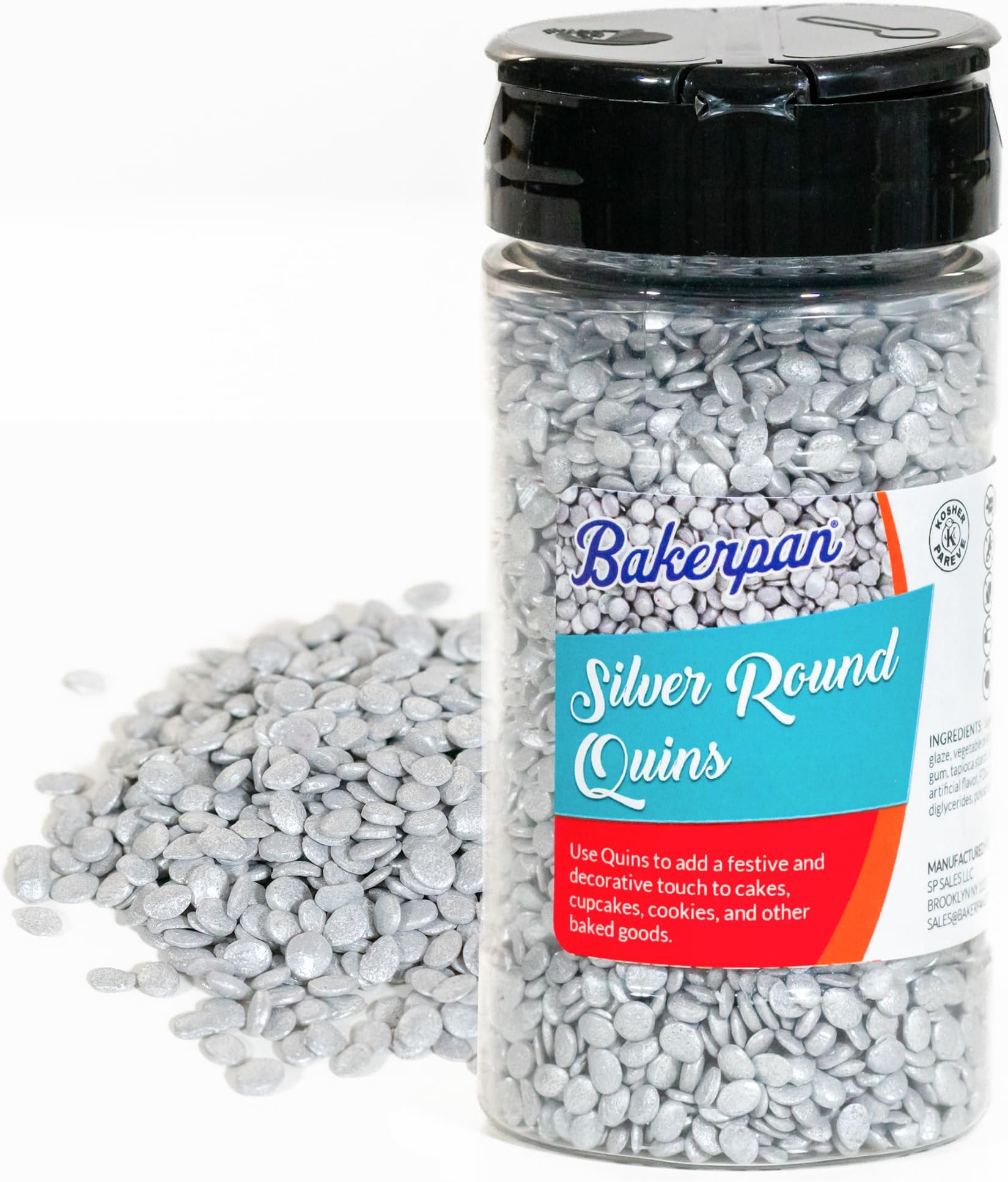 Amazon.com: Bakerpan Quins Sprinkles for Cake Decorating - Silver ...