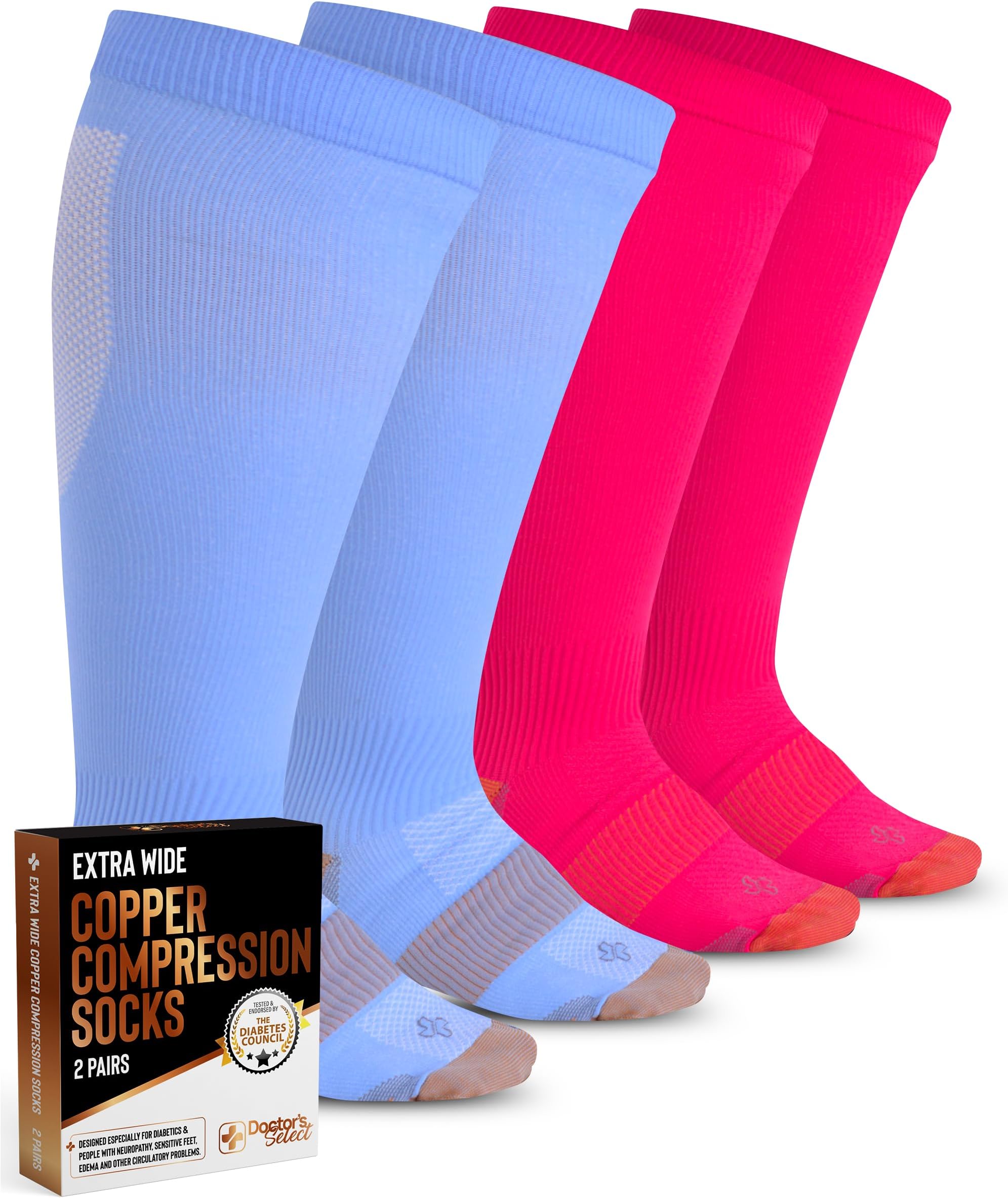 Amazon.com: Doctor's Select Copper Plus Size Compression Socks Wide ...