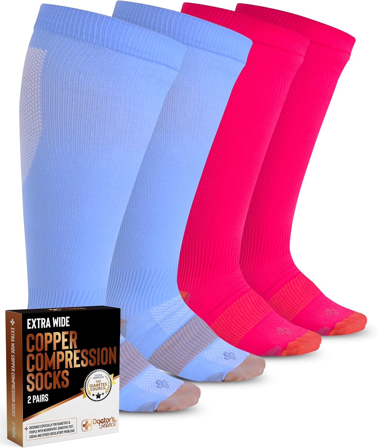 Amazon.com: Doctor's Select Copper Plus Size Compression Socks Wide ...