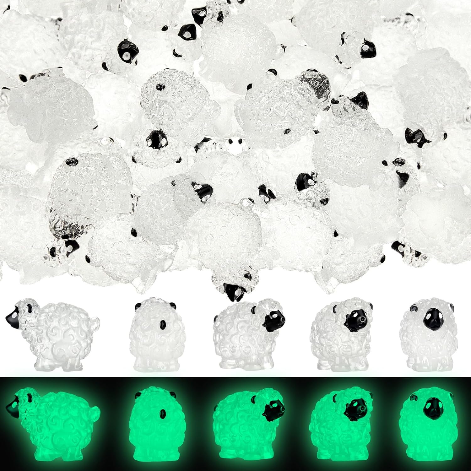 Amazon.com : Suzile 50 Pcs Miniature Sheep Figurines White Figure Cute ...