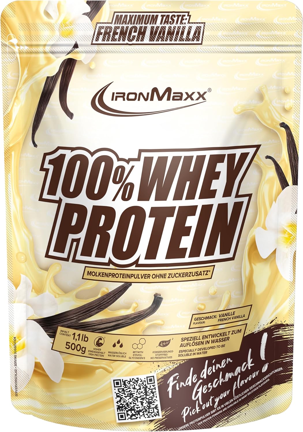 IronMaxx 100% Whey Protein Pulver 500g - Vanille - High Protein Shake ...