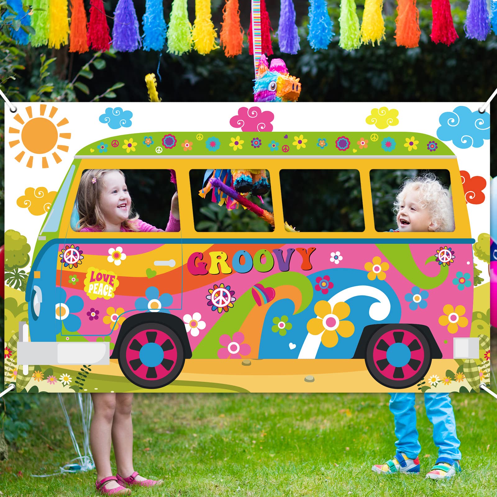 Snapklik.com : 60s Hippie Bus Photo Prop 60s Party Decorations Large ...