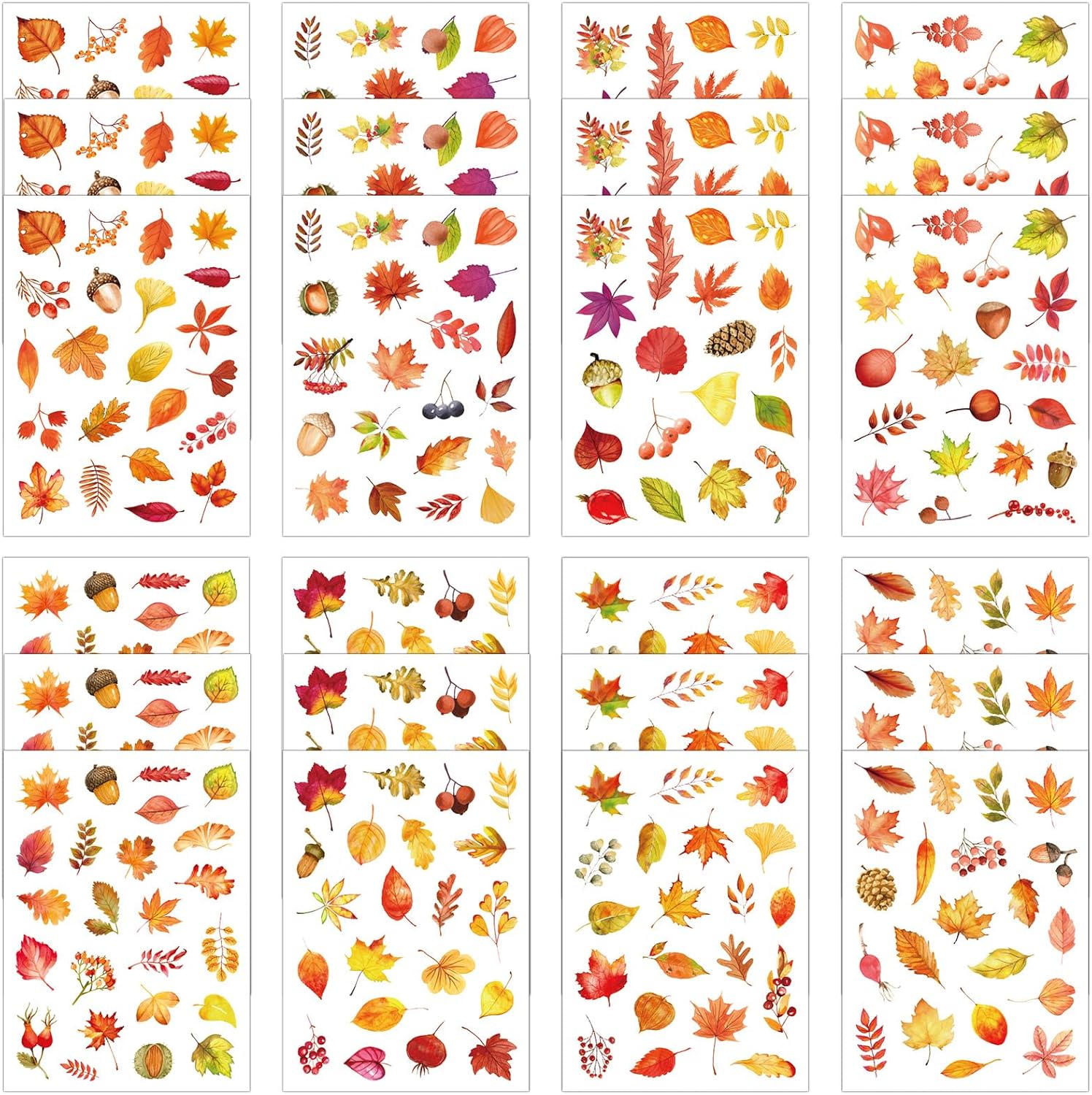 Amazon.com: SEPGLITTER Fall Leaf Stickers 24 Sheets Hello Fall Stickers ...