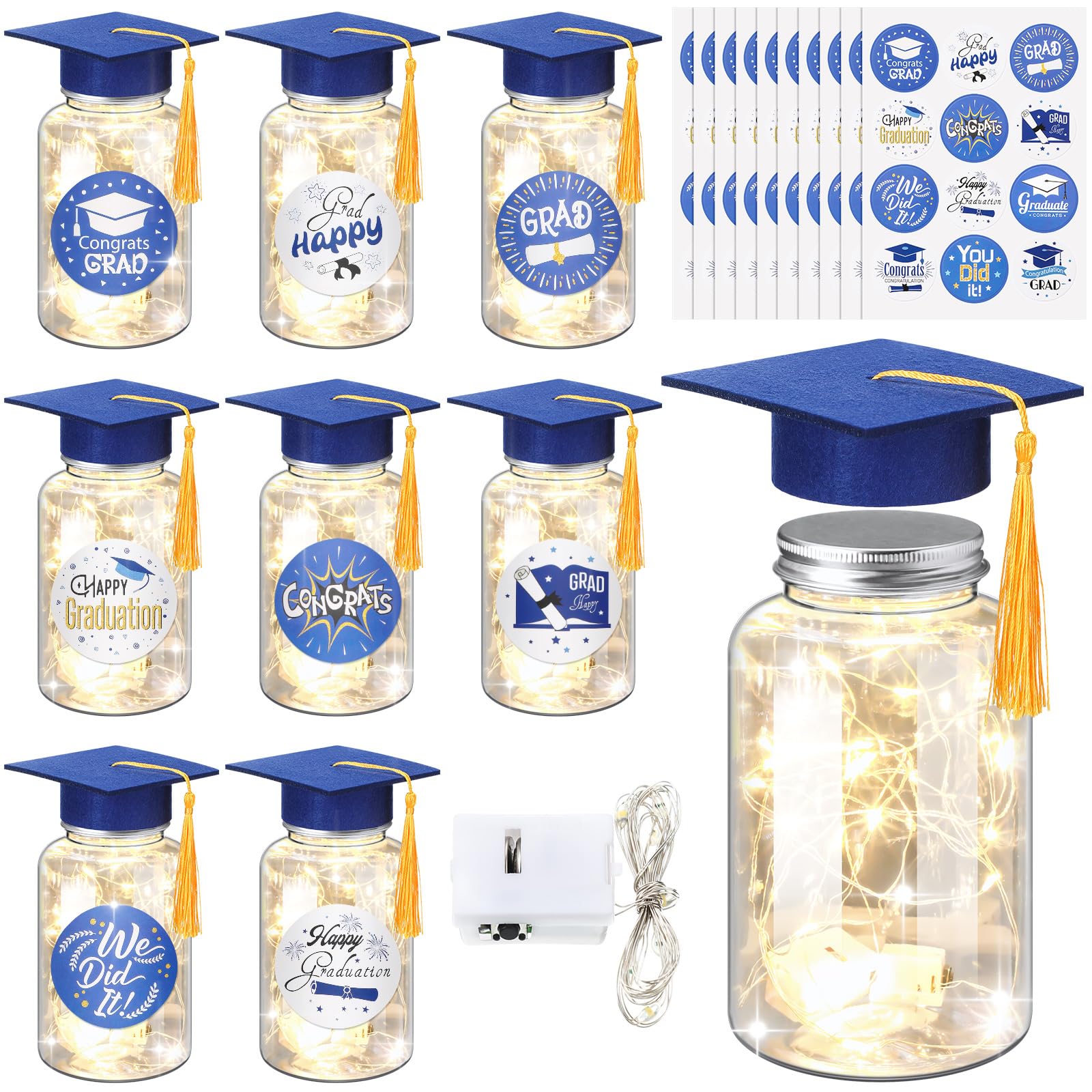 Buy 8 Sets Graduation Jar Graduation Centerpieces 2024 with LED Light ...