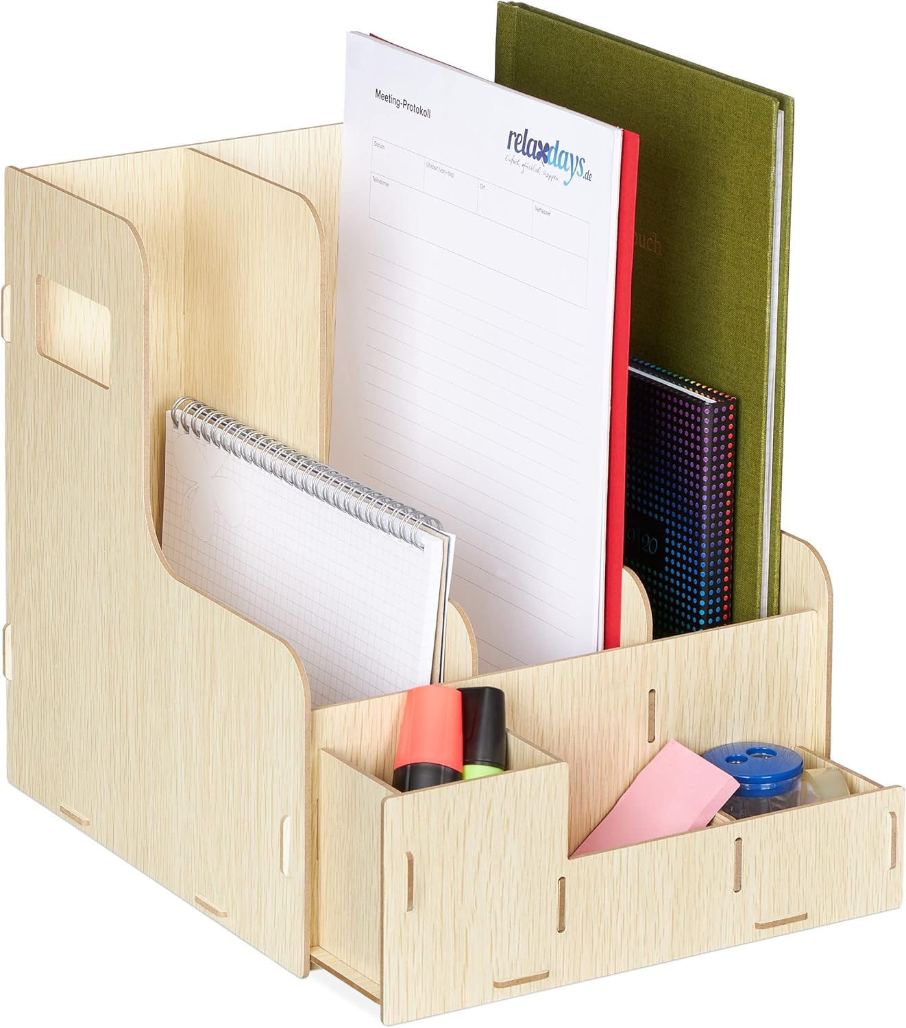 Relaxdays Filing Cabinet for Office, 3 Compartments, DIN A4 Format, MDF ...