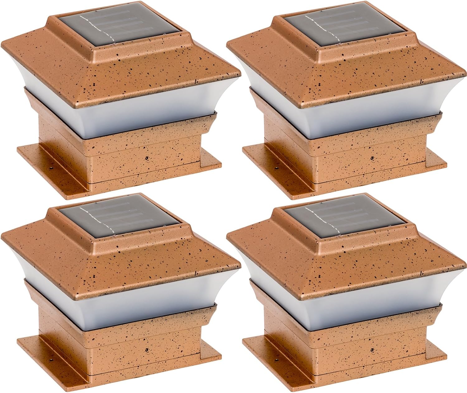 4 Pack Solar Powered Copper Outdoor Garden Deck Patio Fence Pathway ...