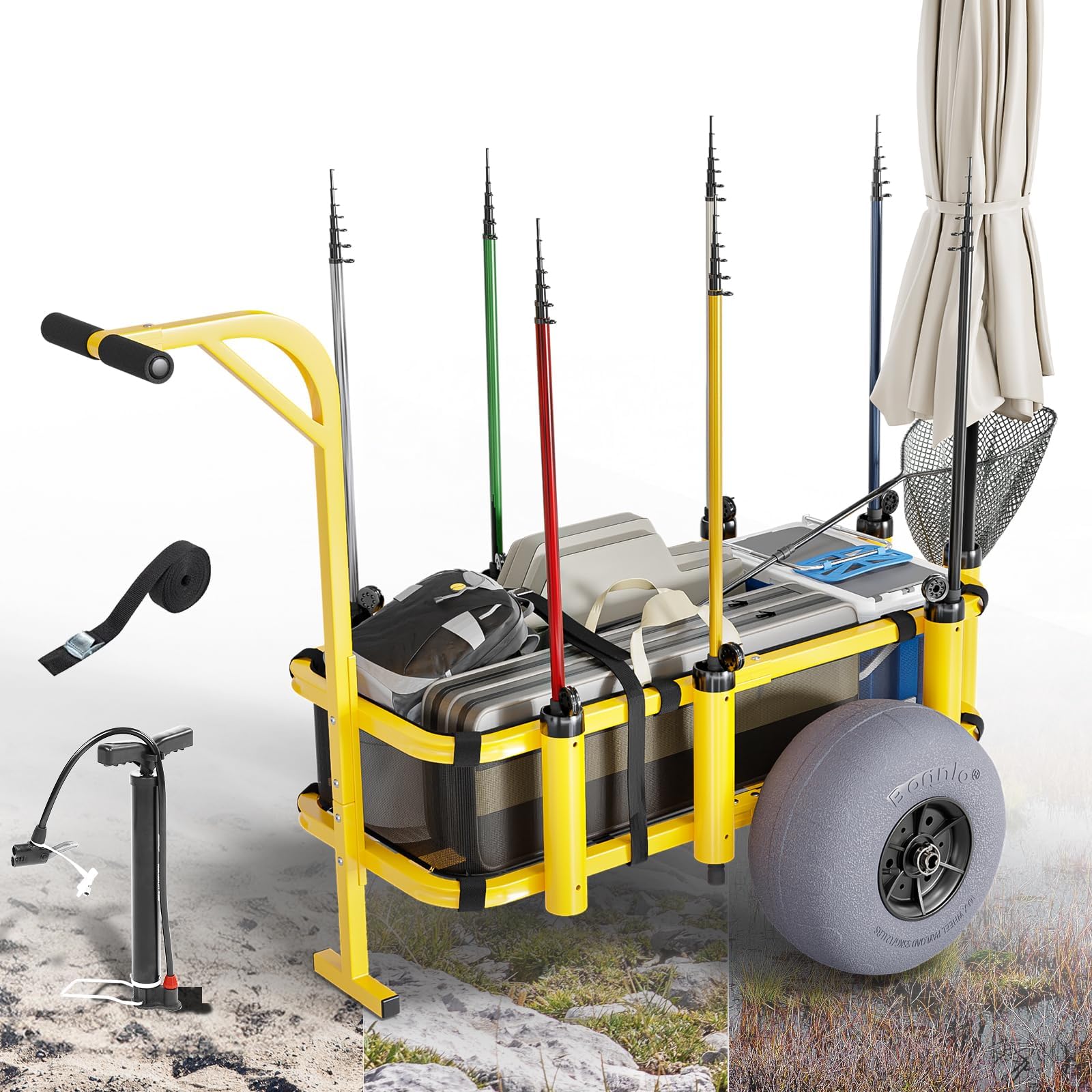 Amazon.com: GDLF Fishing Cart Beach Carts Heavy Duty Foldable ...