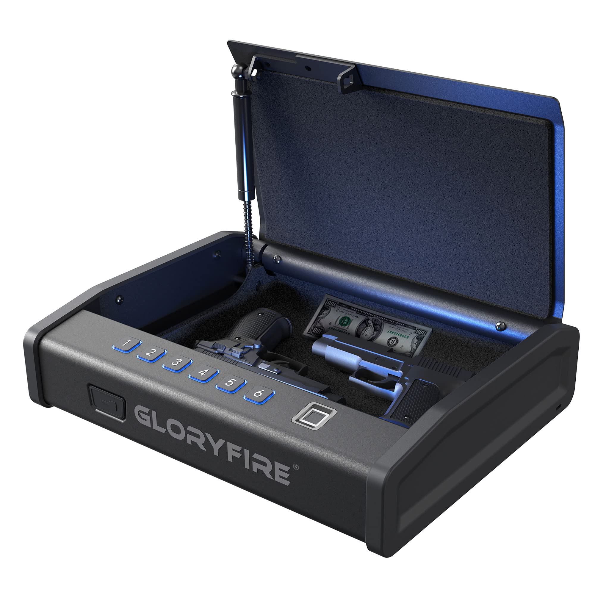 Buy GLORYFIRE Safe Biometric Fingerprint Pas Key Unlock Quick Access ...