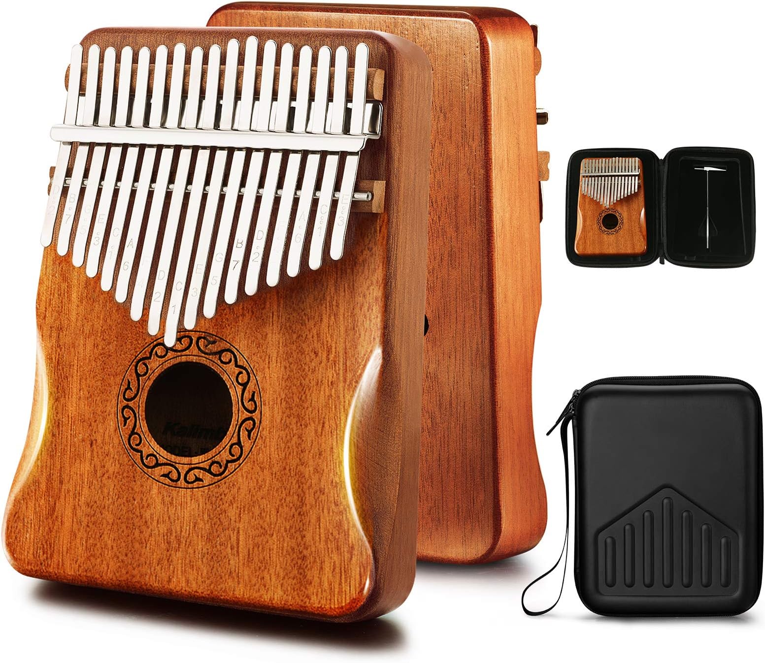 Amazon.com: MIFOGE Kalimba Thumb Piano 17 Keys with Mahogany Wood,Mbira ...